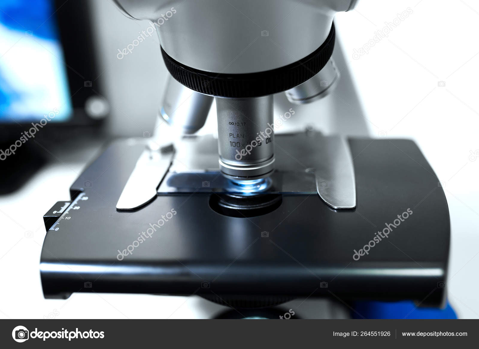 Close up microscope lens on gray background — Stock Photo © Kukota ...