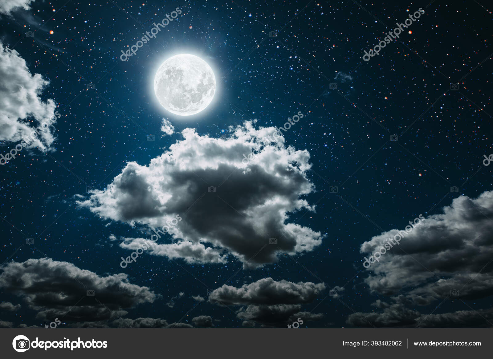 Night Sky Stars And Moon And Clouds