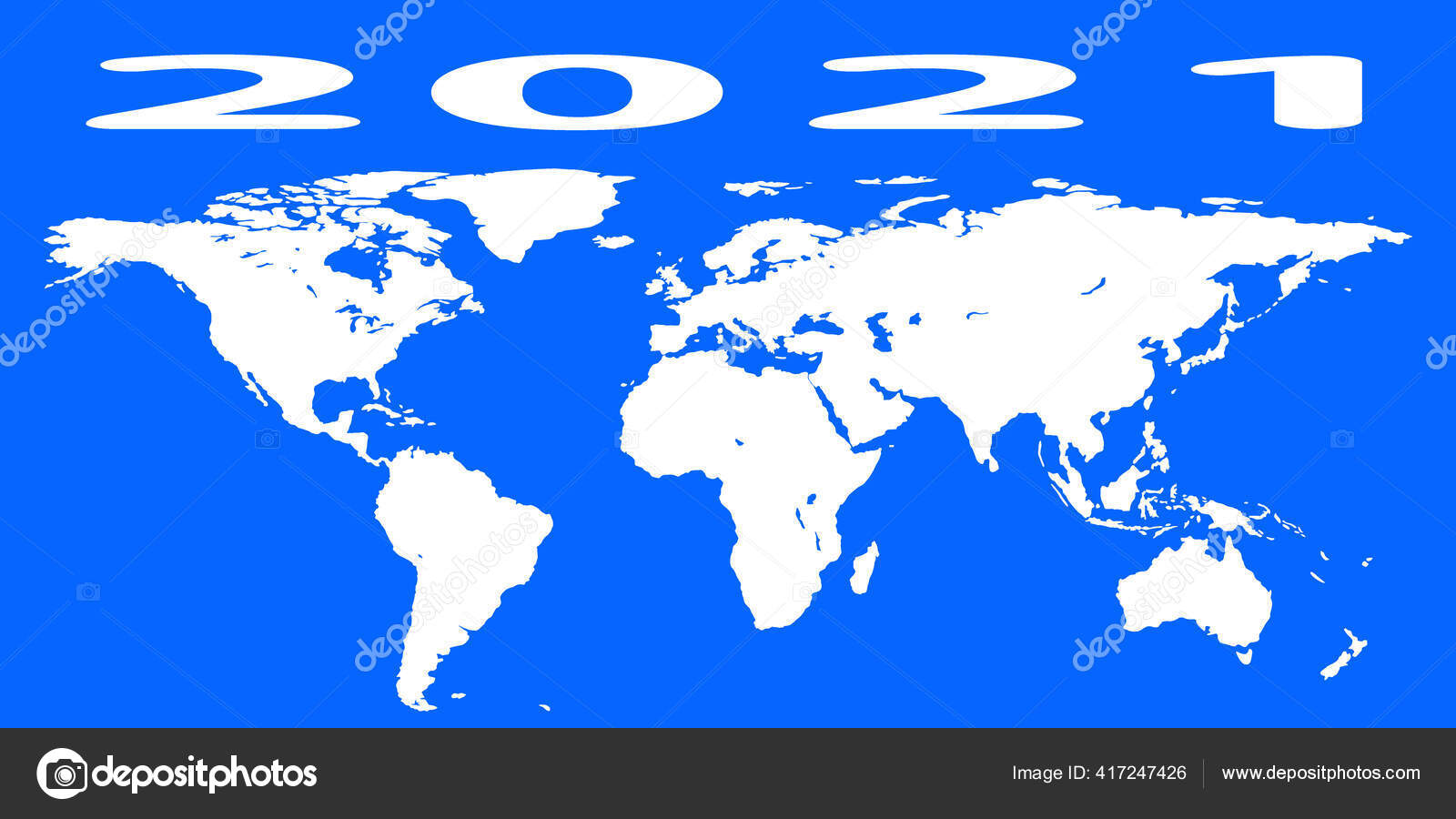 Silhouette World Map 2021 New Year Number Elements Image Furnished ...