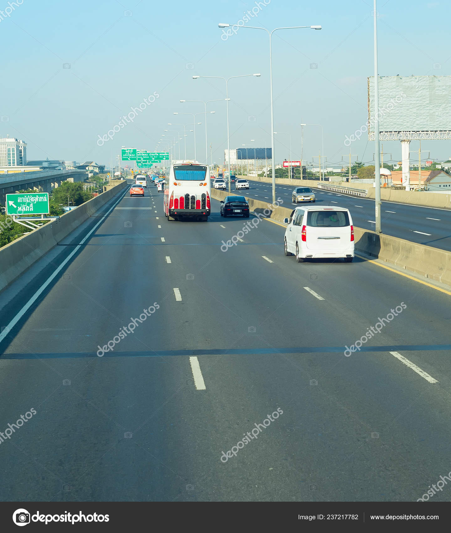 Cars Buses Riding Traffic Highway Bangkok Thailand Stock Photo by ...