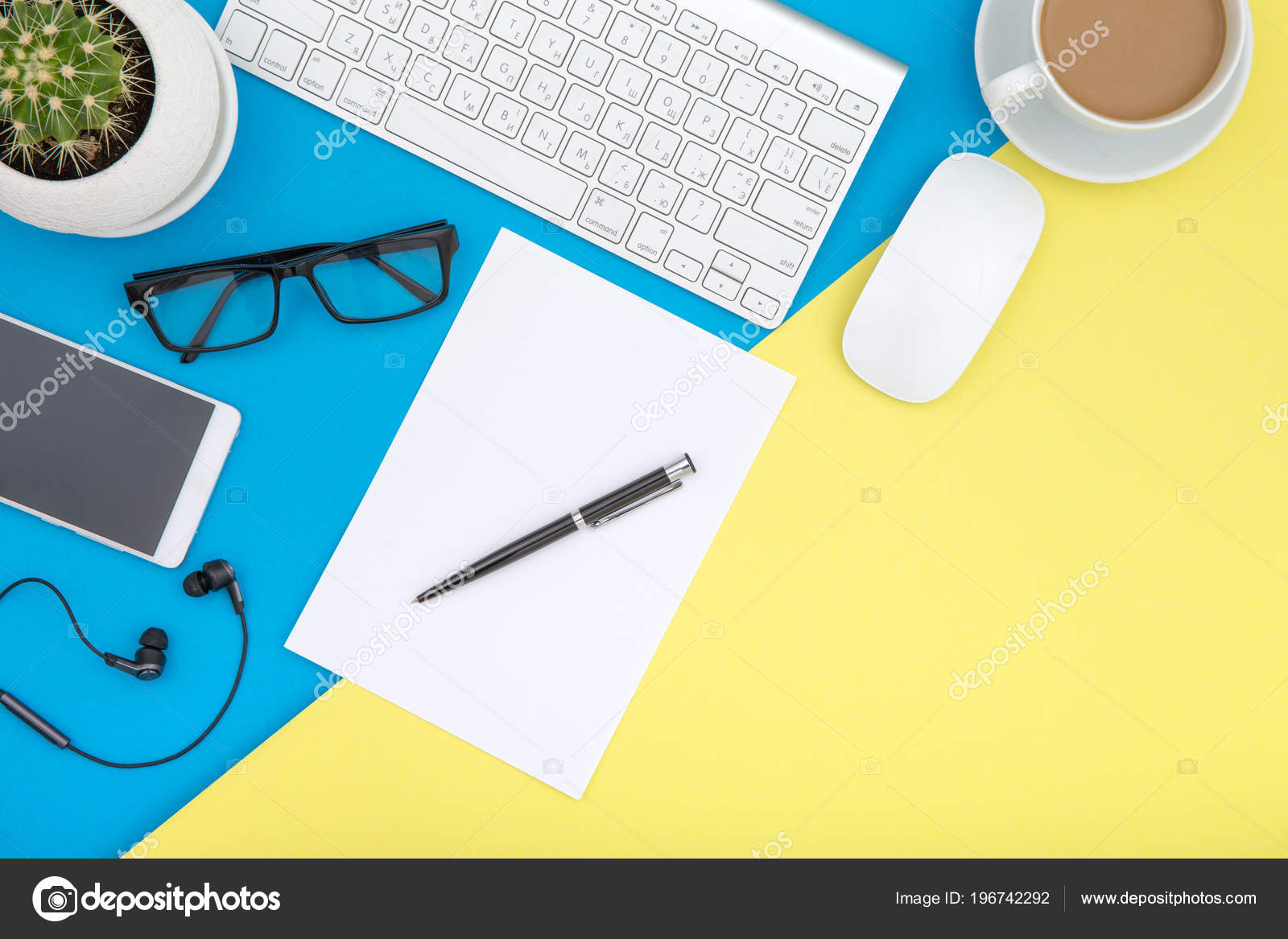 Business Workplace Laptop Colorful Background Stock Photo by ...
