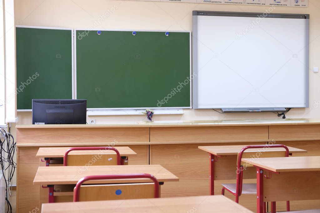 Moscú Rusia 24 De Septiembre De 2018 Interior De Una Escuela Moderna En La Escuela Fluvial