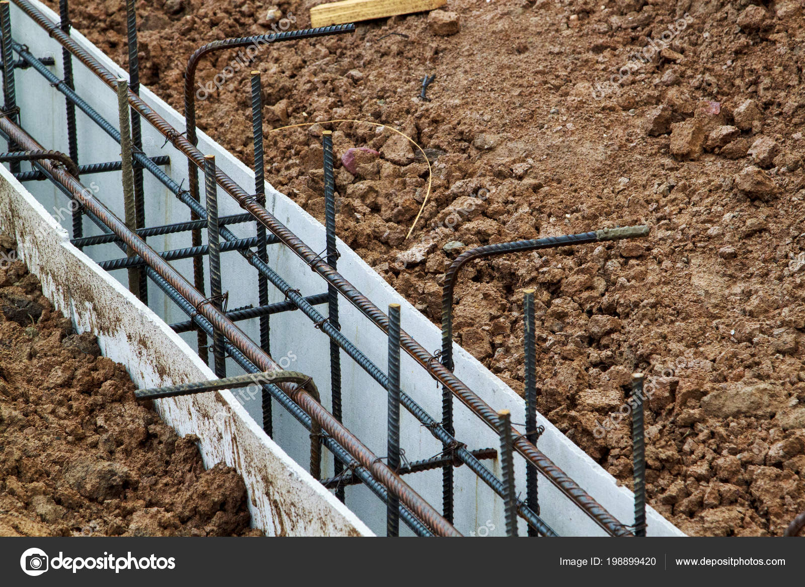 Close View Reinforcement Concrete Metal Rods Connected Wire Preparation ...