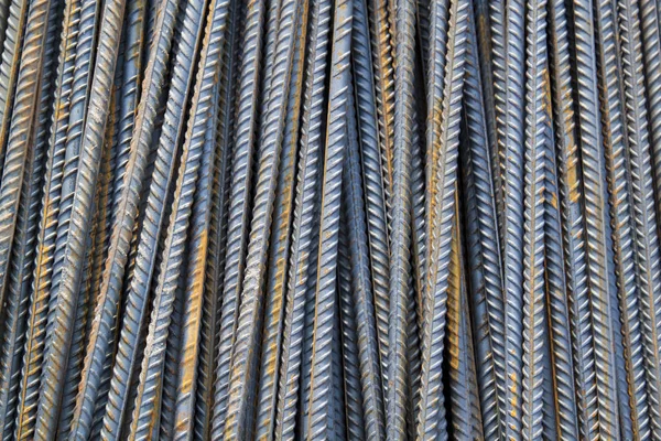 Top View Reinforcing Steel Bar Stack Close Rebar Concrete Construction ...