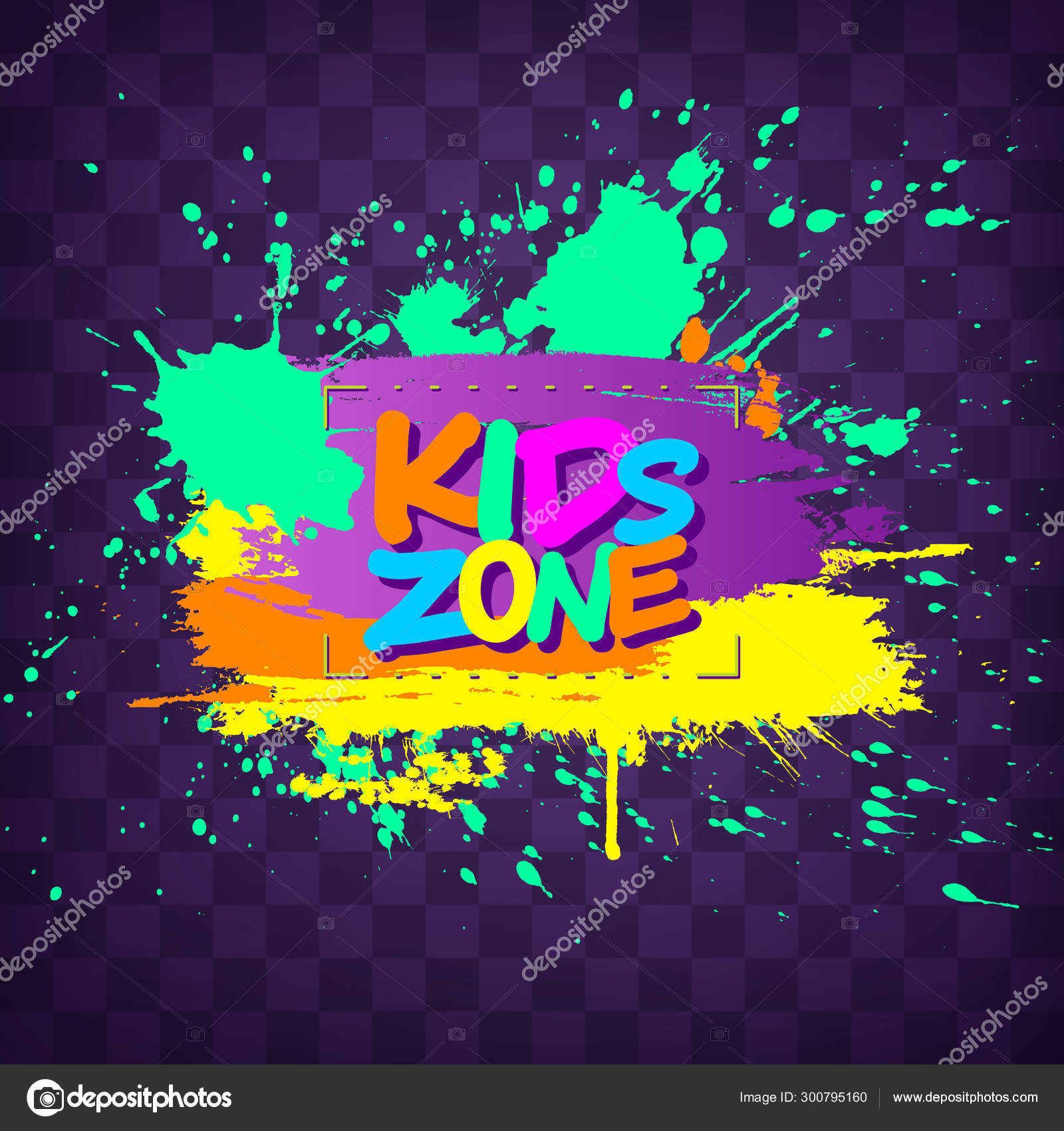 Modern colorful frame design with Kids zone emblem for children Stock ...