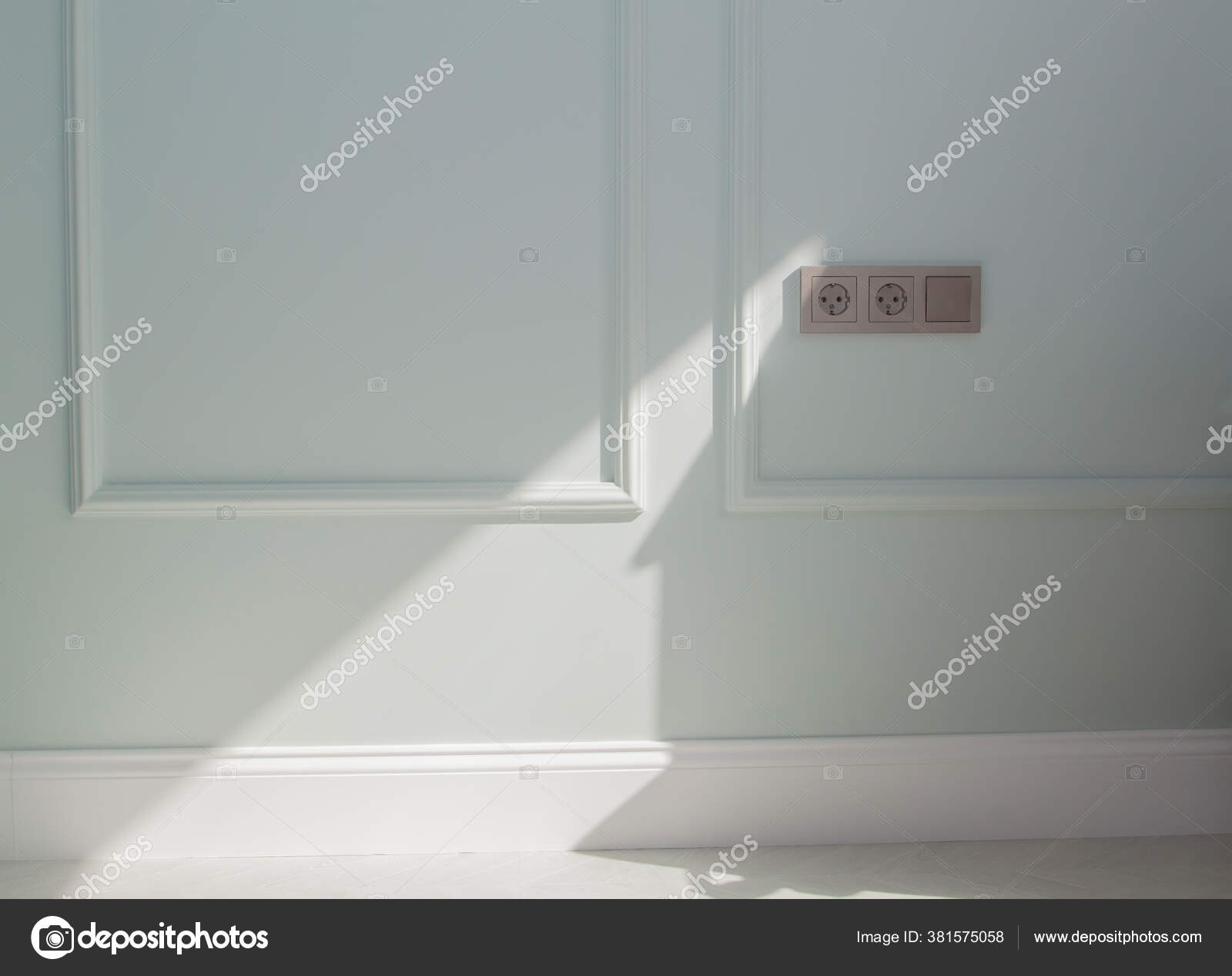 Electrical Outlets Switch Mint Colored Boiserie Wall Lit Sunlight Stock ...