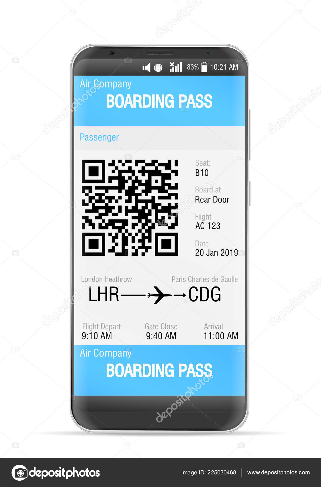 Boarding Pass Mobile White Background Vector Illustration Stock Vector ...