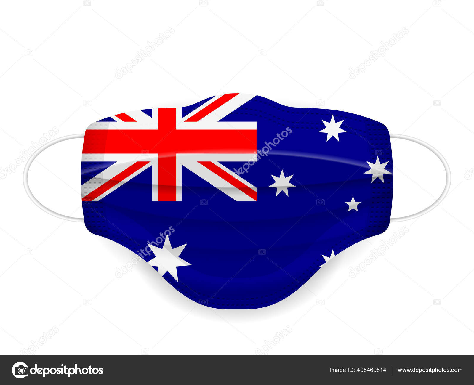 Medical Mask Australia Flag White Background Vector Illustration Stock ...