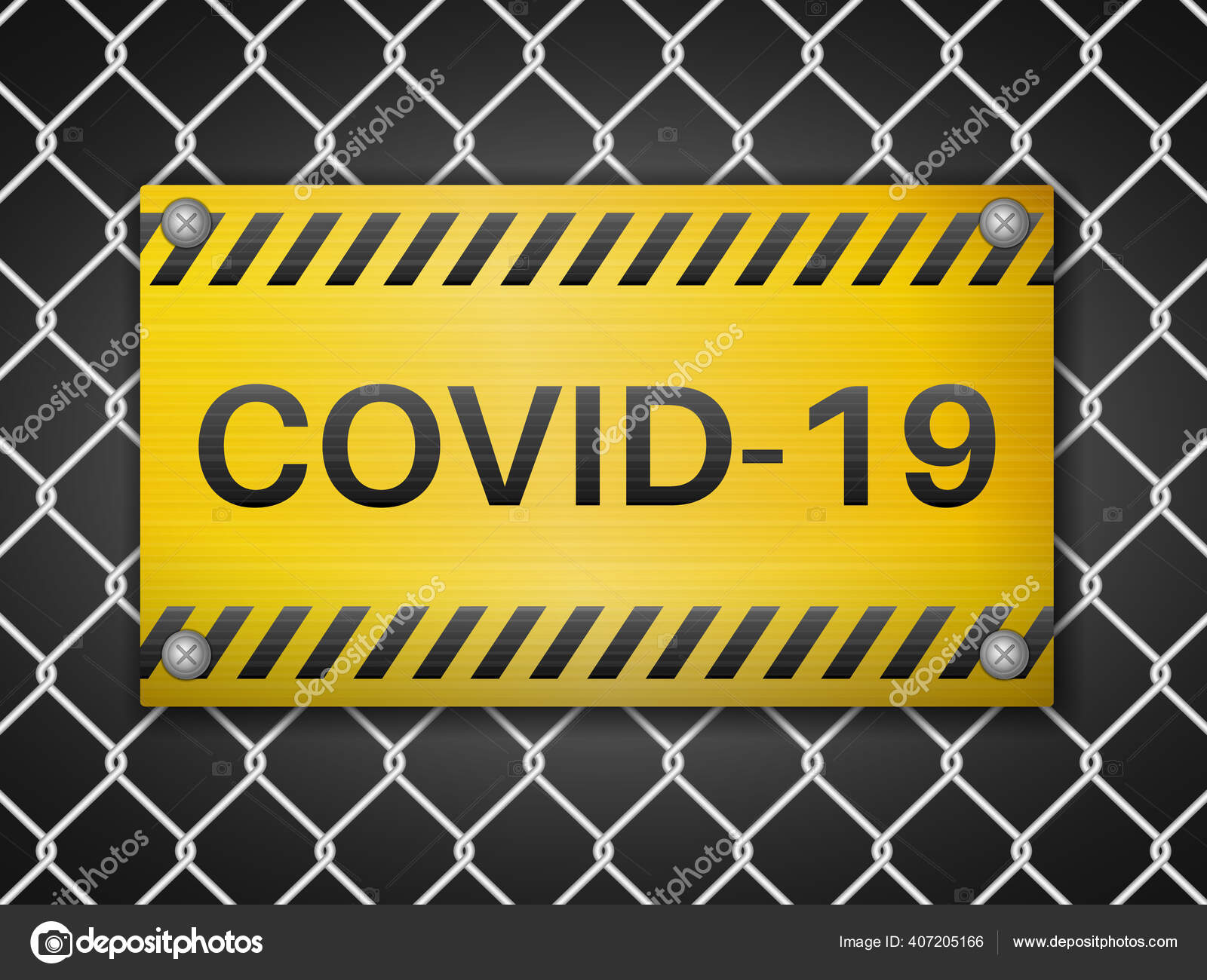 Covid Sign Wire Fence Background Vector Illustration Stock Vector by ...