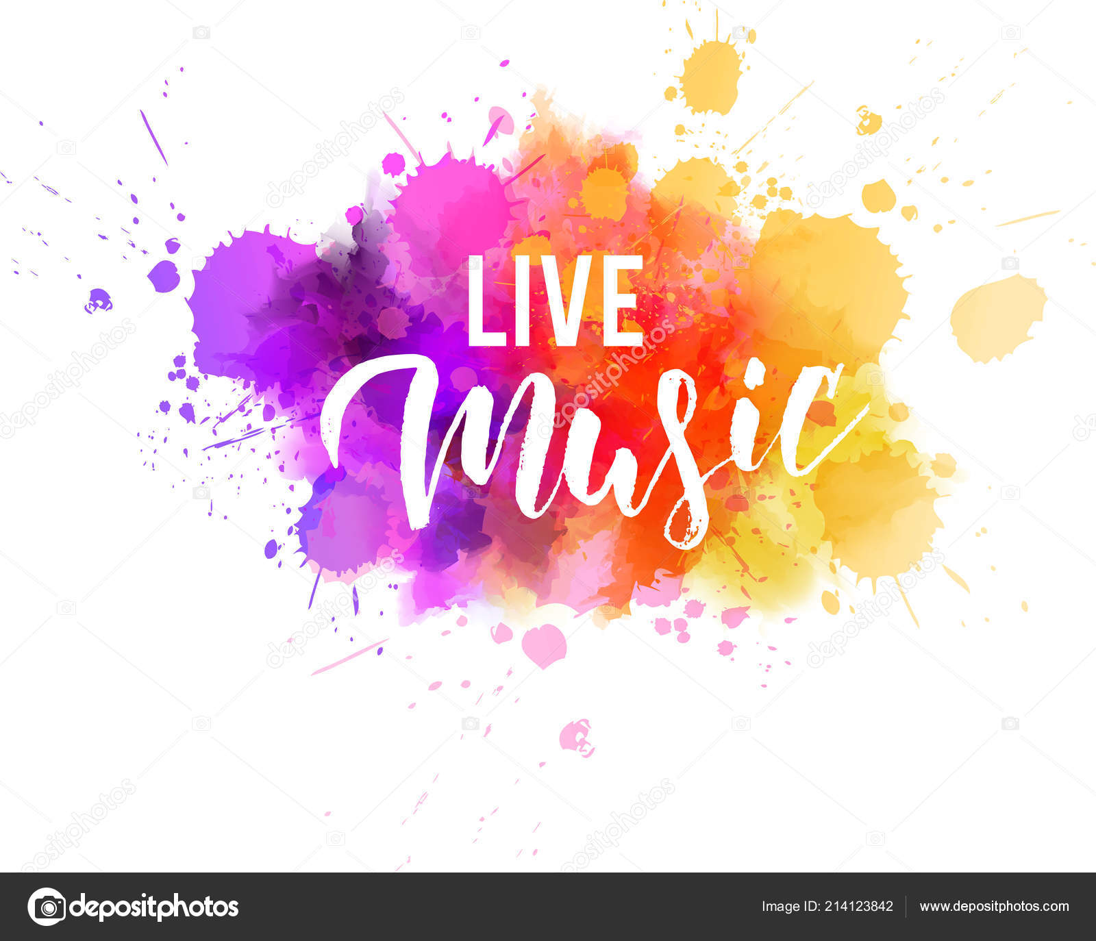 Live Music Handwritten Modern Calligraphy Lettering Orange Purple ...