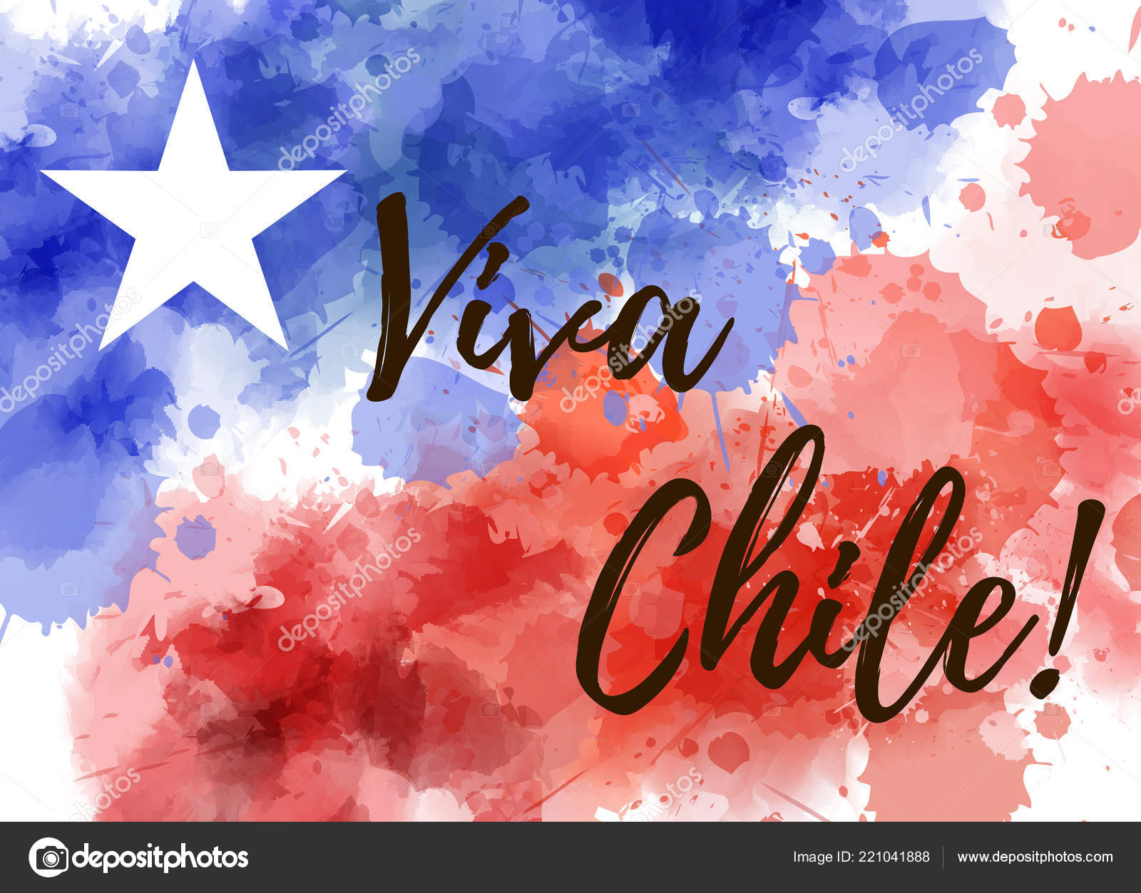 Abstract Background Watercolor Splashes Chile Flag Colors Viva Chile ...