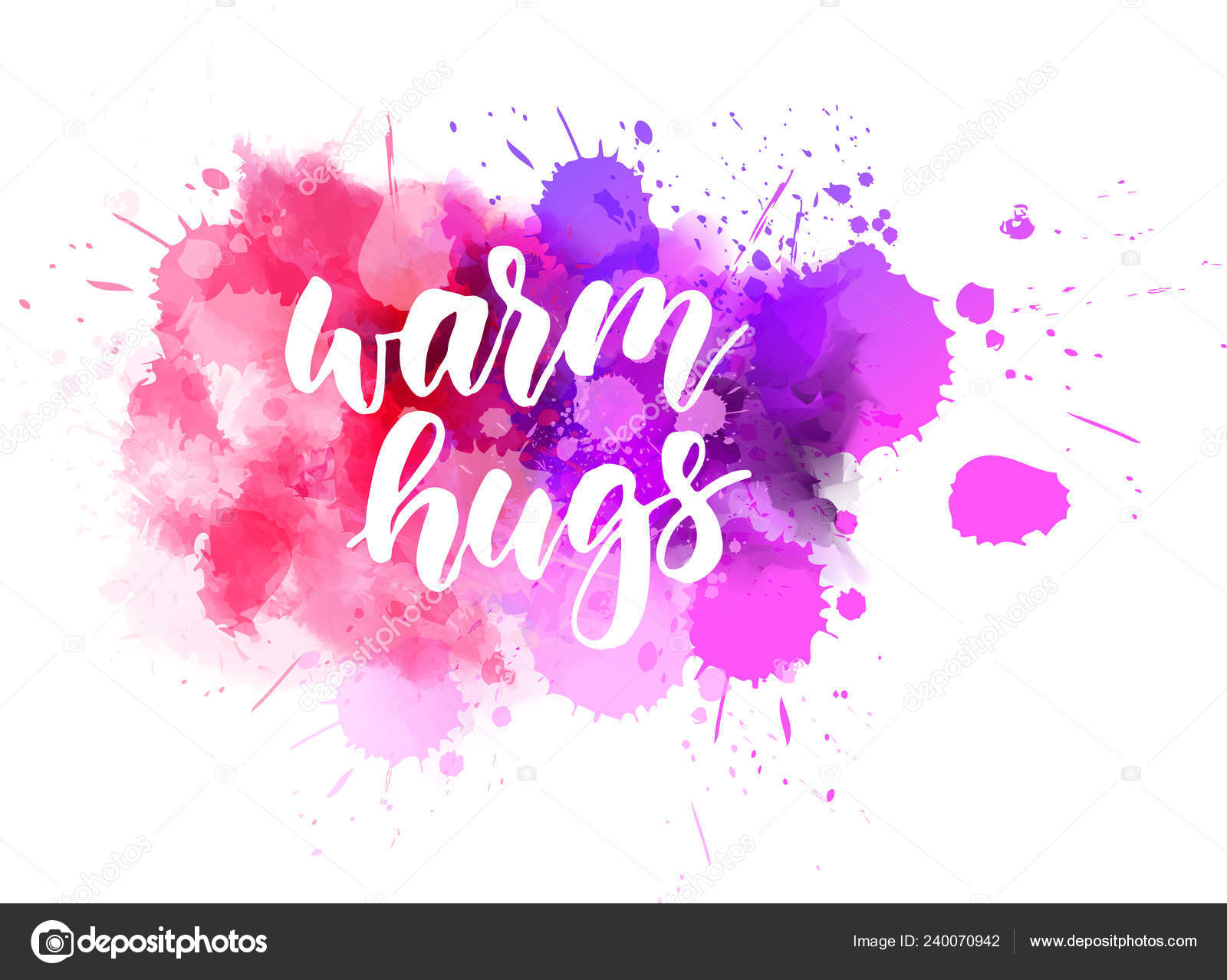 Warm Hugs Handwritten Modern Calligraphy Lettering Text Multicolored ...