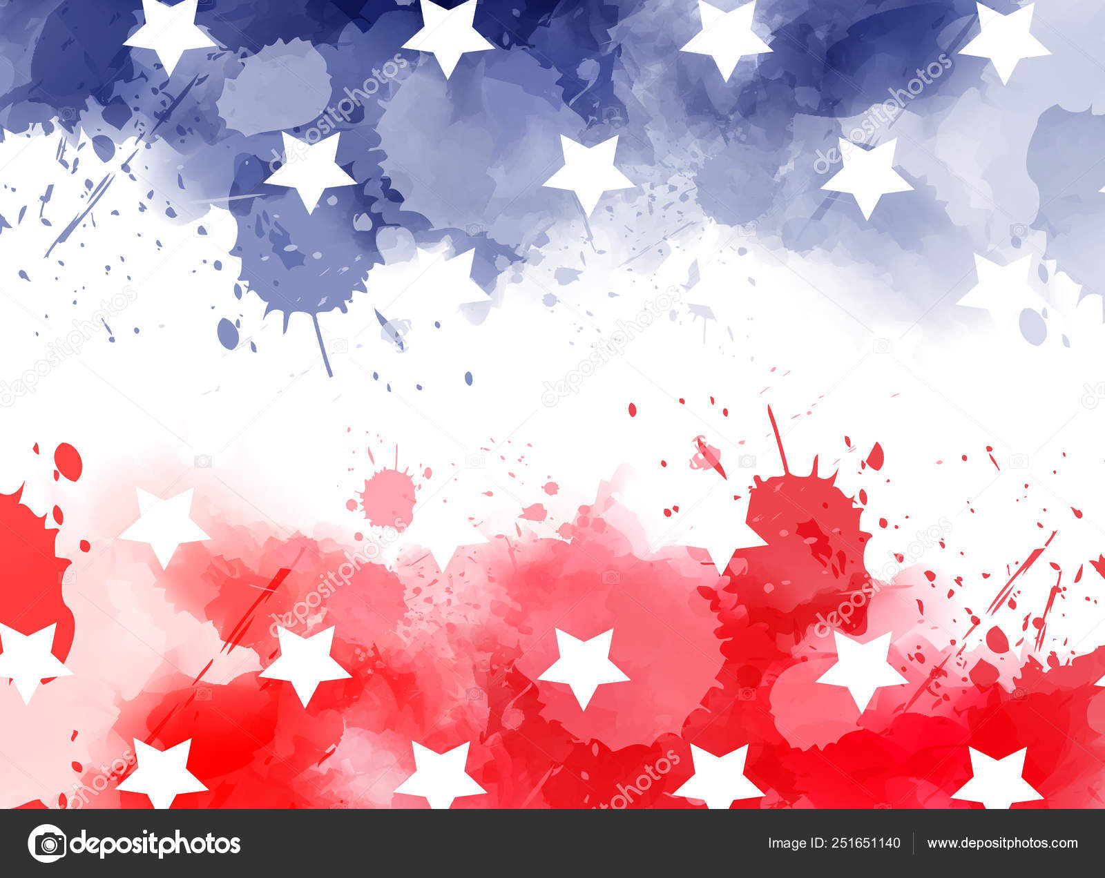 Watercolor banner in USA flag colors with stars Stock Illustration by ...