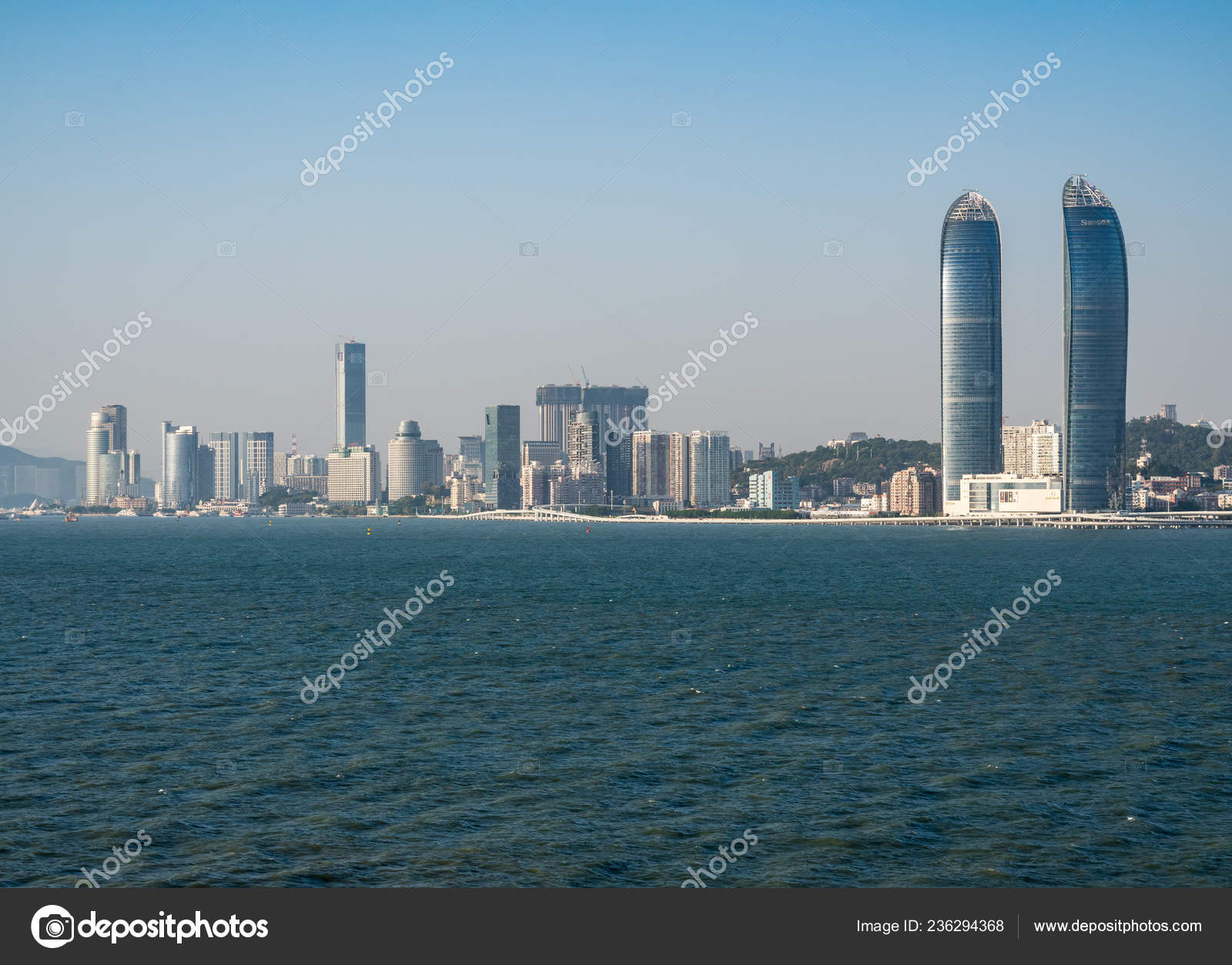 Modern buildings in skyline of Xiamen in China — Stock Editorial Photo ...