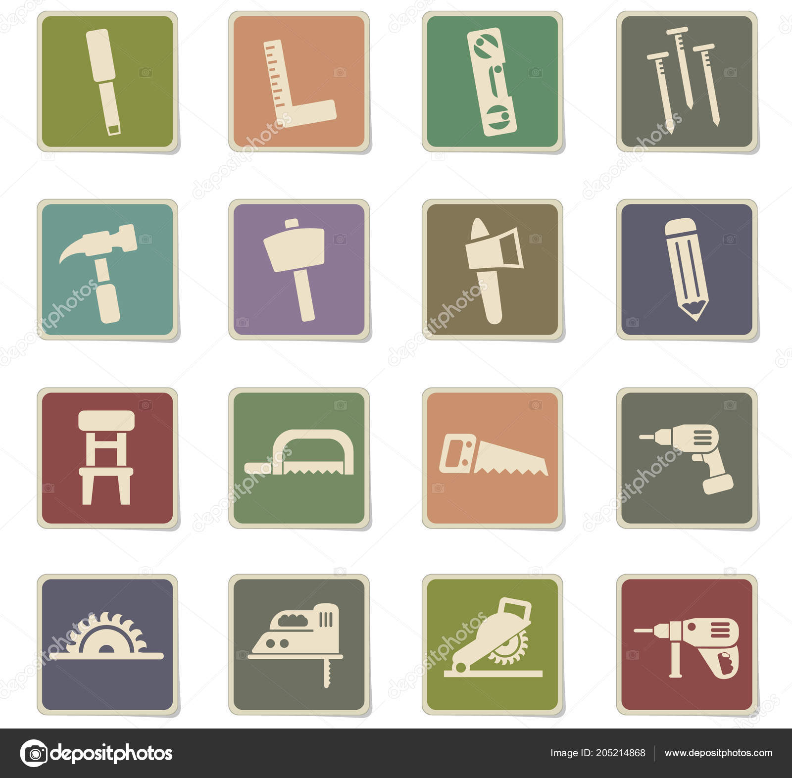Conjunto de iconos de carpintería Vector de stock #205214868 de ©ayax55