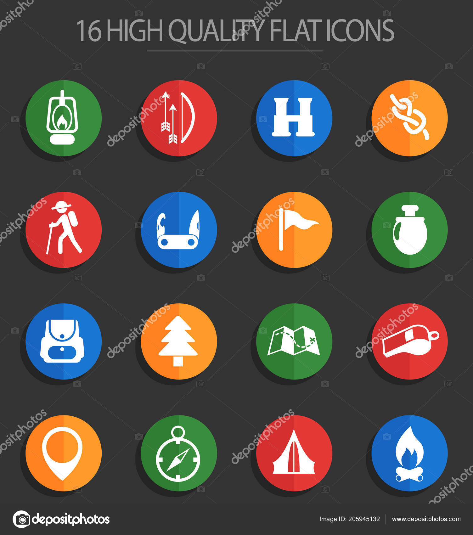 Day of scouts 16 flat icons Stock Vector Image by ©ayax55 #205945132