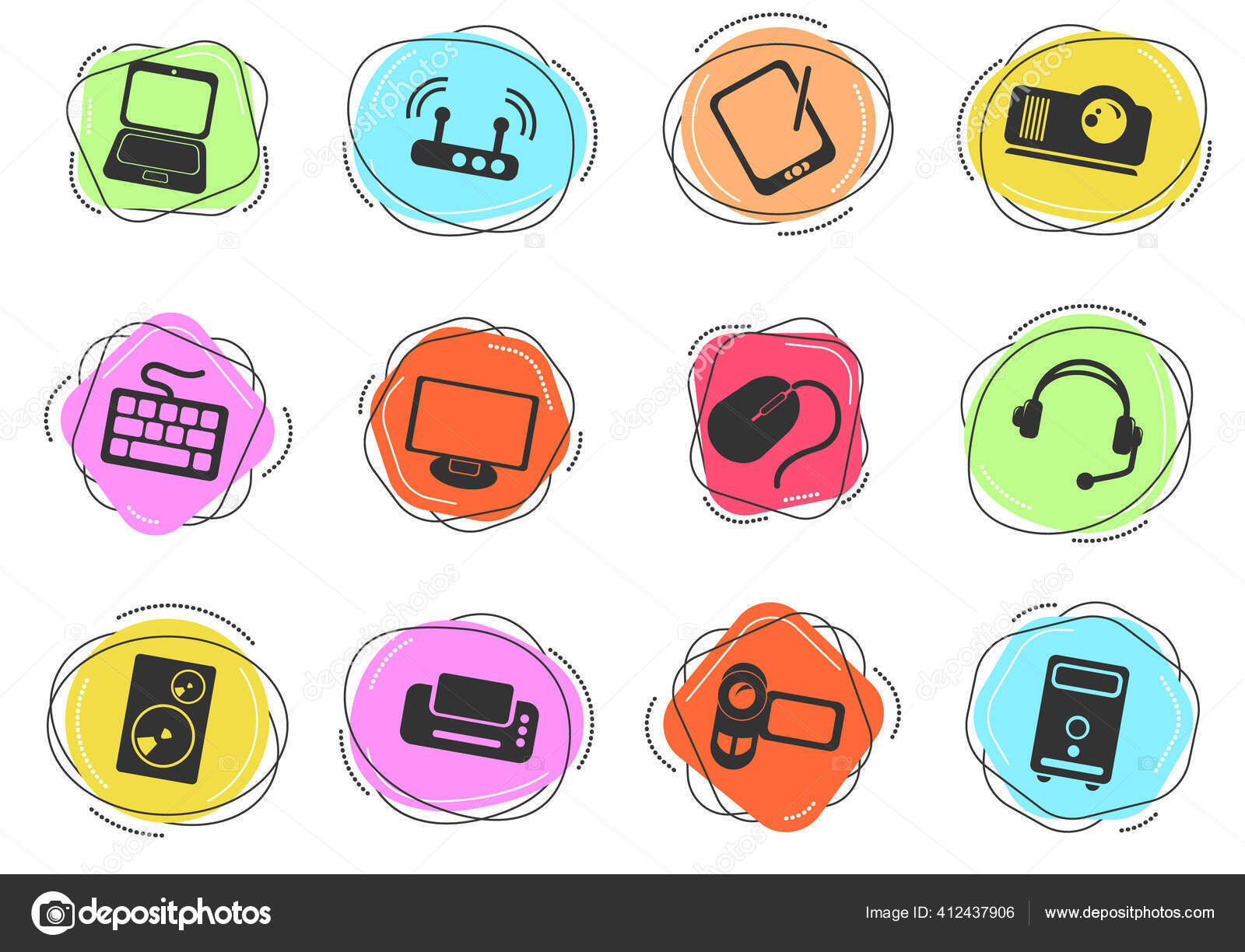 Computer Equipment Simply Symbols Web User Interface Stock Vector by ...
