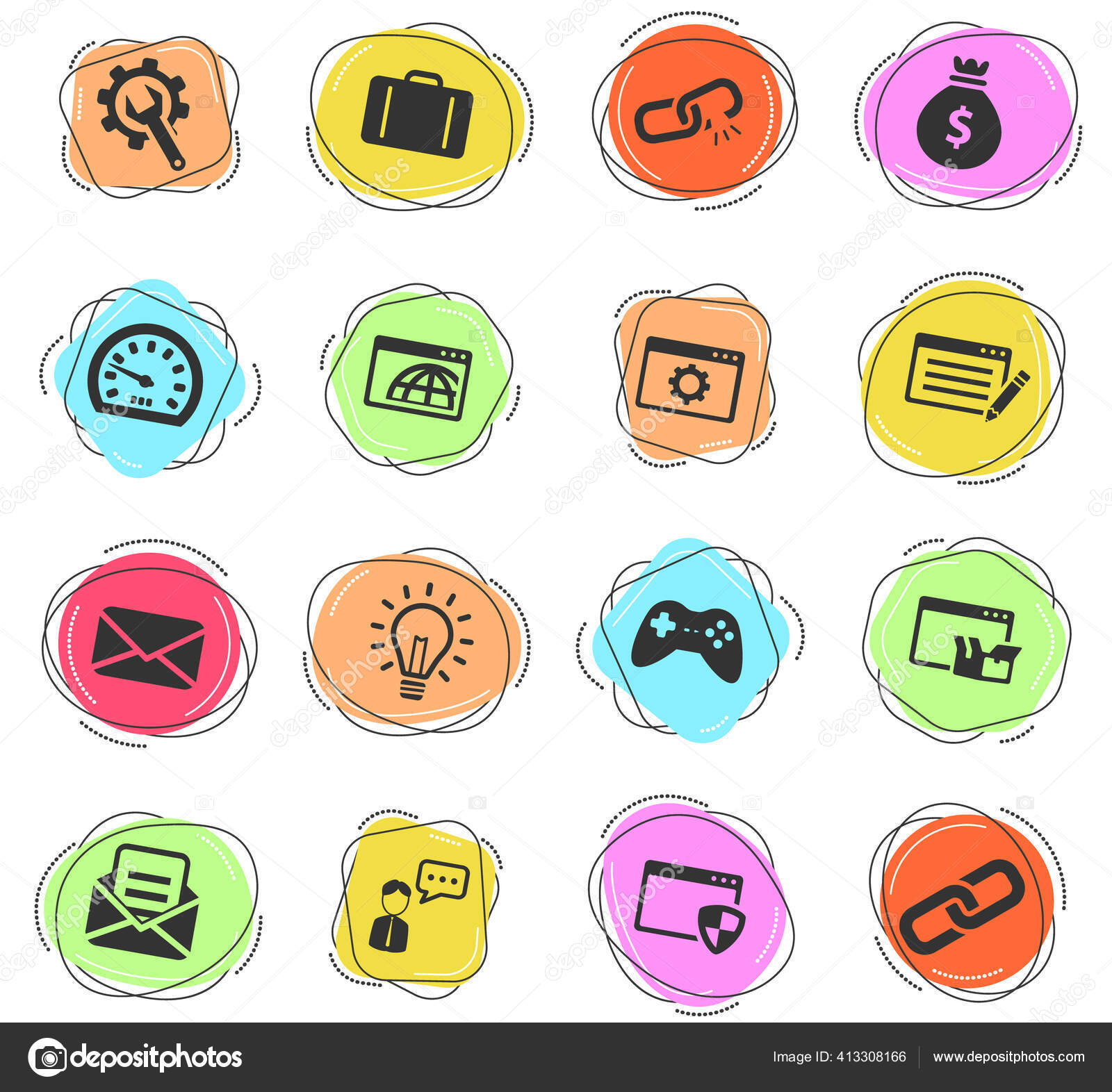 Seo Development Color Vector Icons Web User Interface Stock Vector by ...