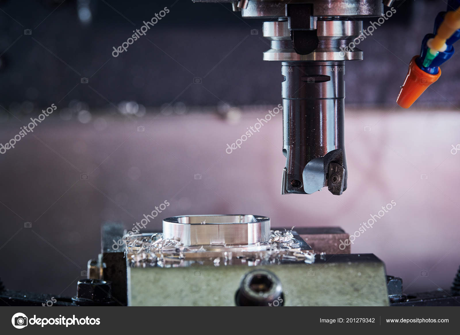 Milling metalworking process. Industrial CNC metal machining by ...