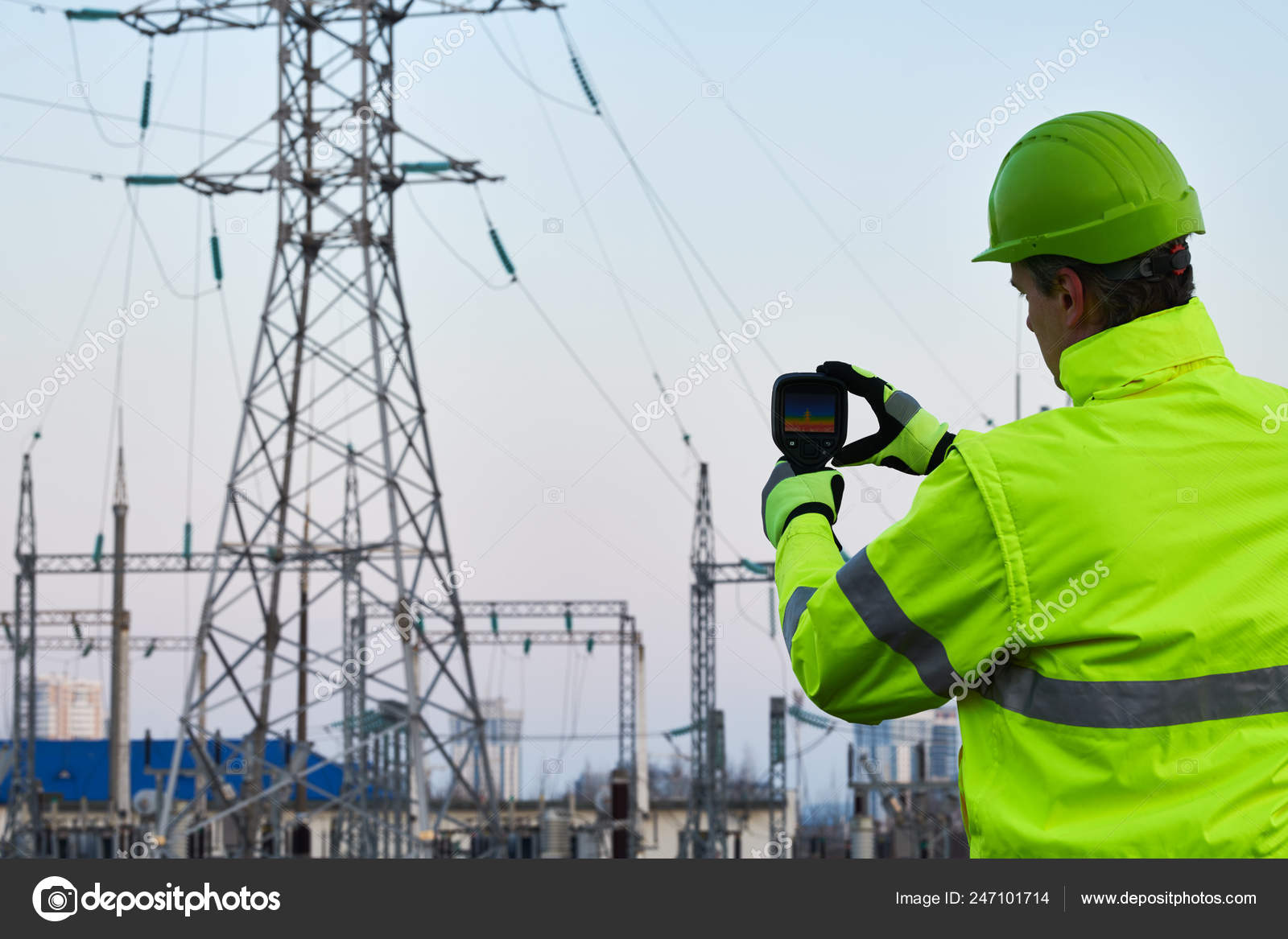 Thermal imaging inspection of electrical energy equipment Stock Photo ...