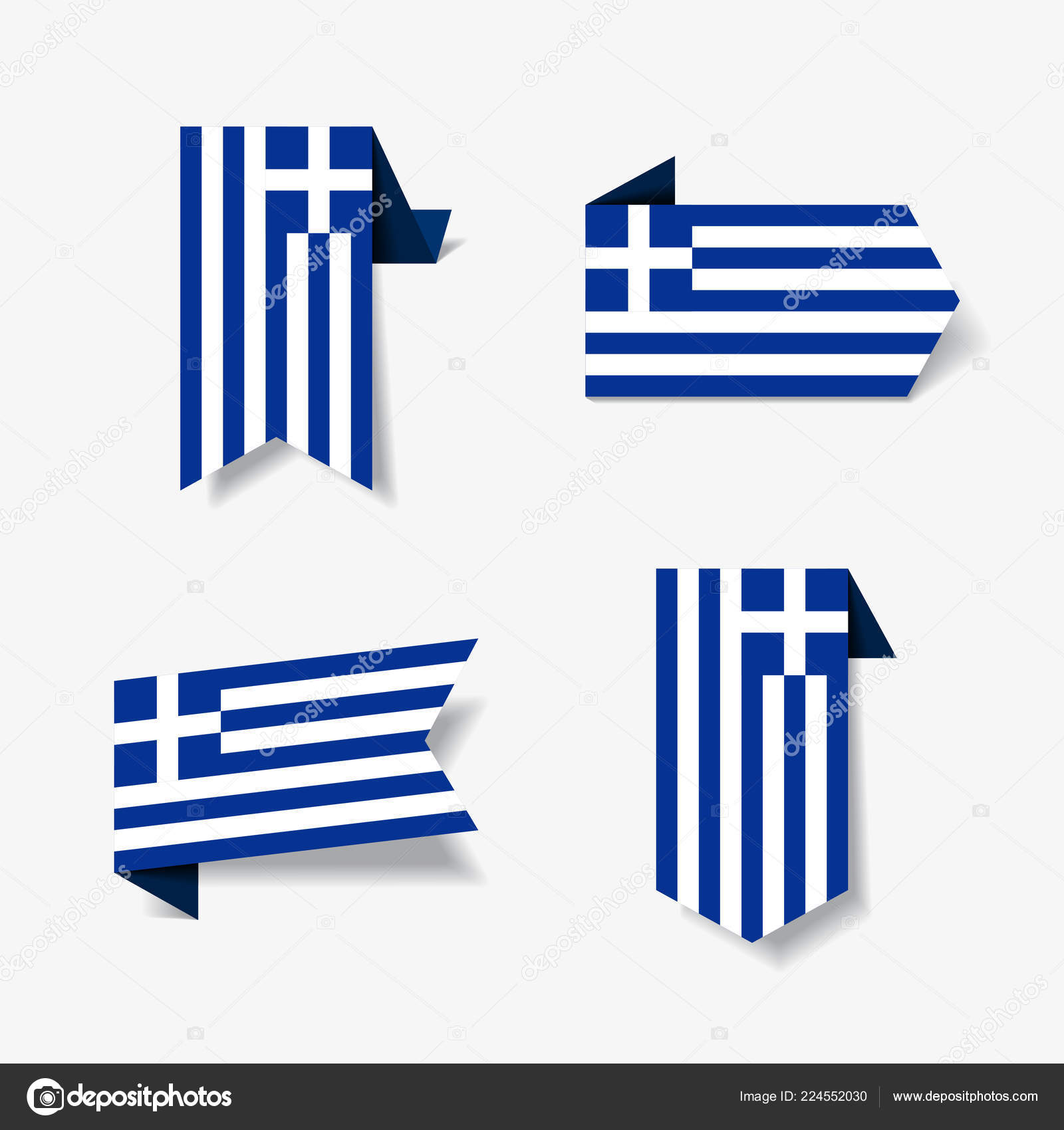 Greek flag stickers and labels. Vector illustration. Stock Vector Image ...