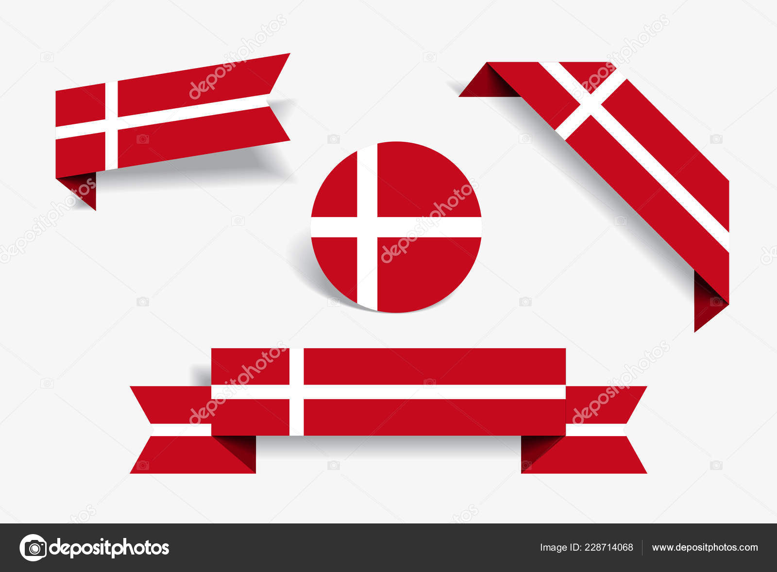 Danish flag stickers and labels. Vector illustration. Stock Vector ...
