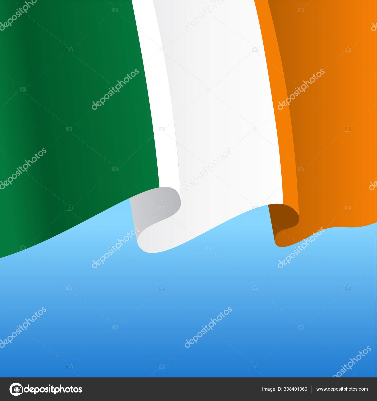 Irish flag wavy abstract background. Vector illustration. Stock Vector ...