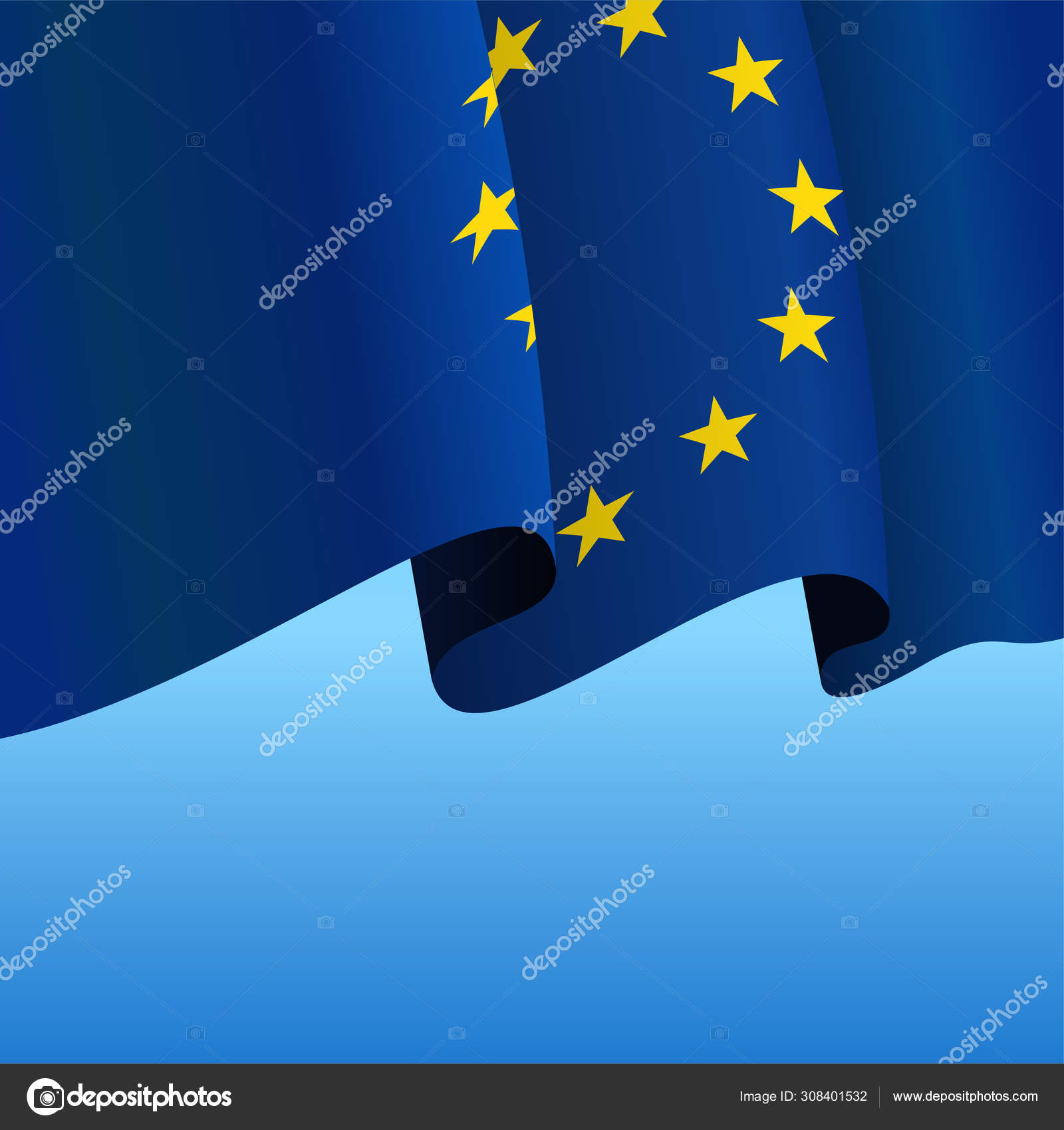 European Union flag wavy abstract background. Vector illustration ...