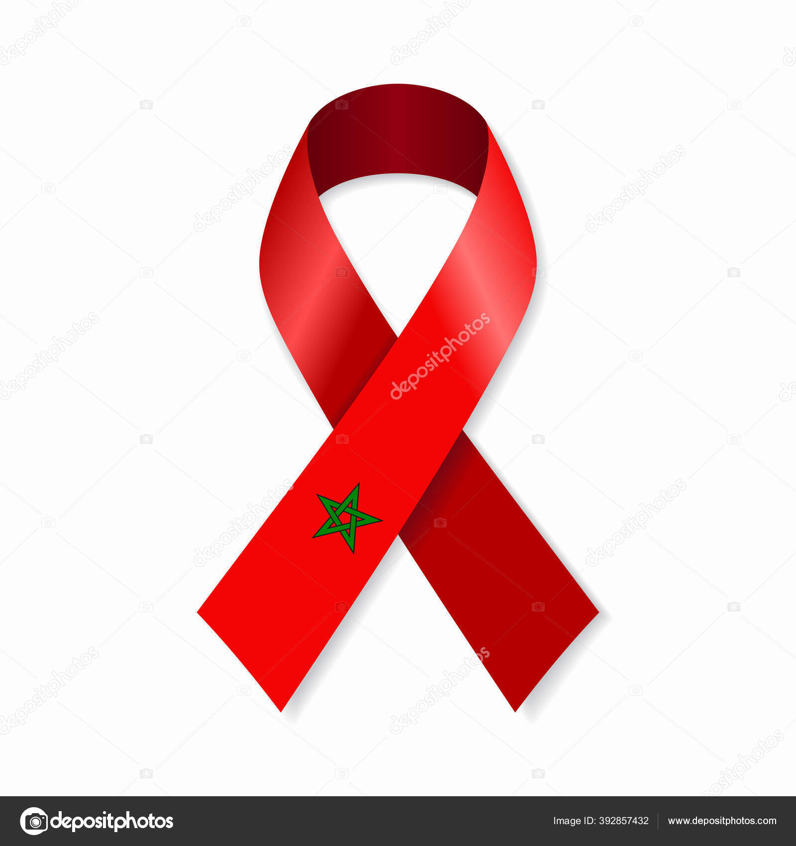 Moroccan flag stripe ribbon on white background. Vector illustration ...