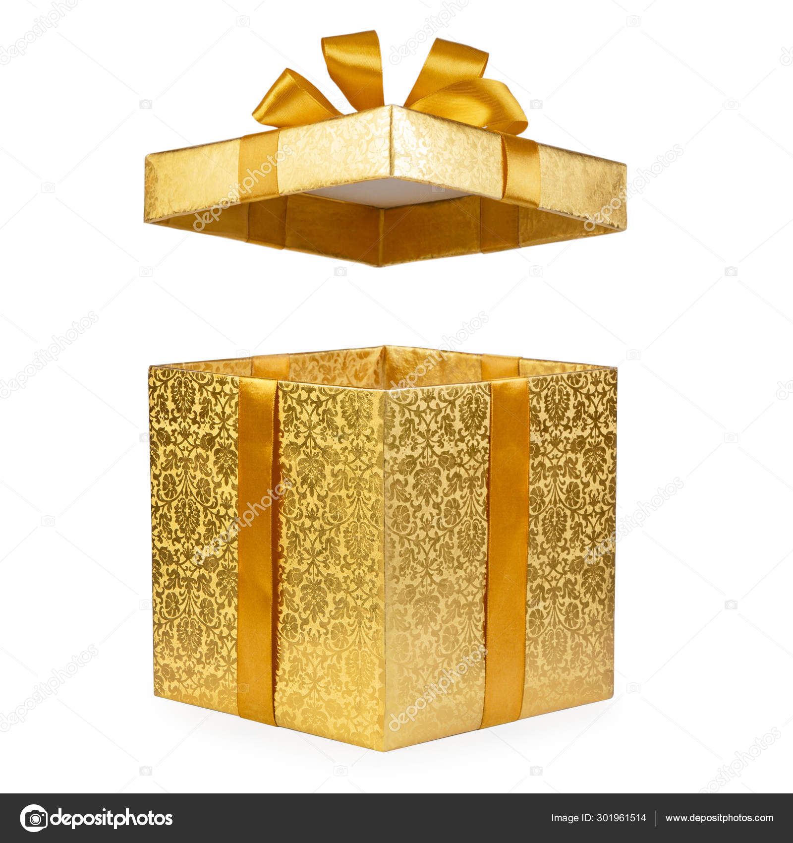 Open gold gift box isolated on white background Stock Photo by ©Timmary ...