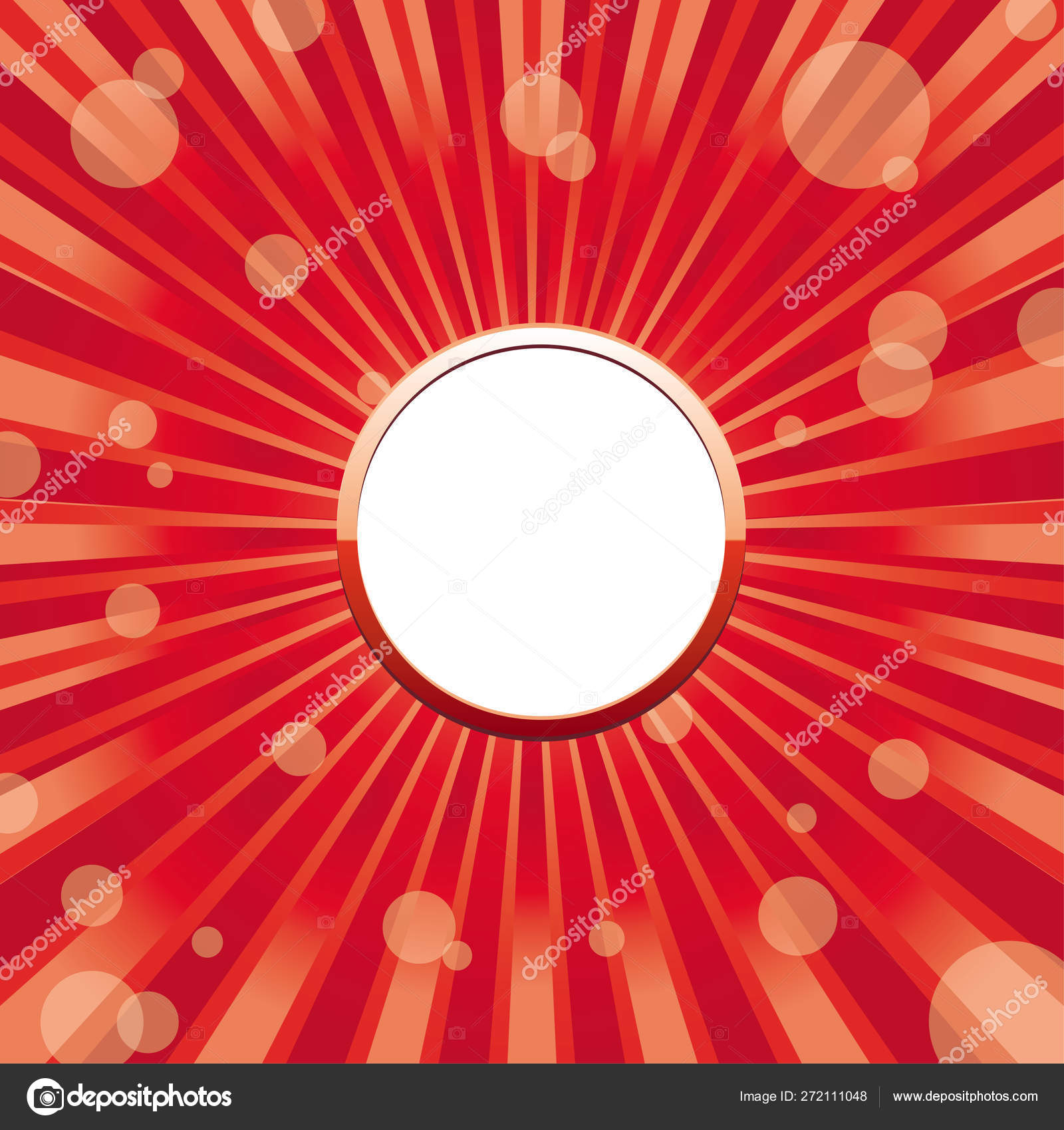 Red circle frame template with sun baubles and blank place for text ...