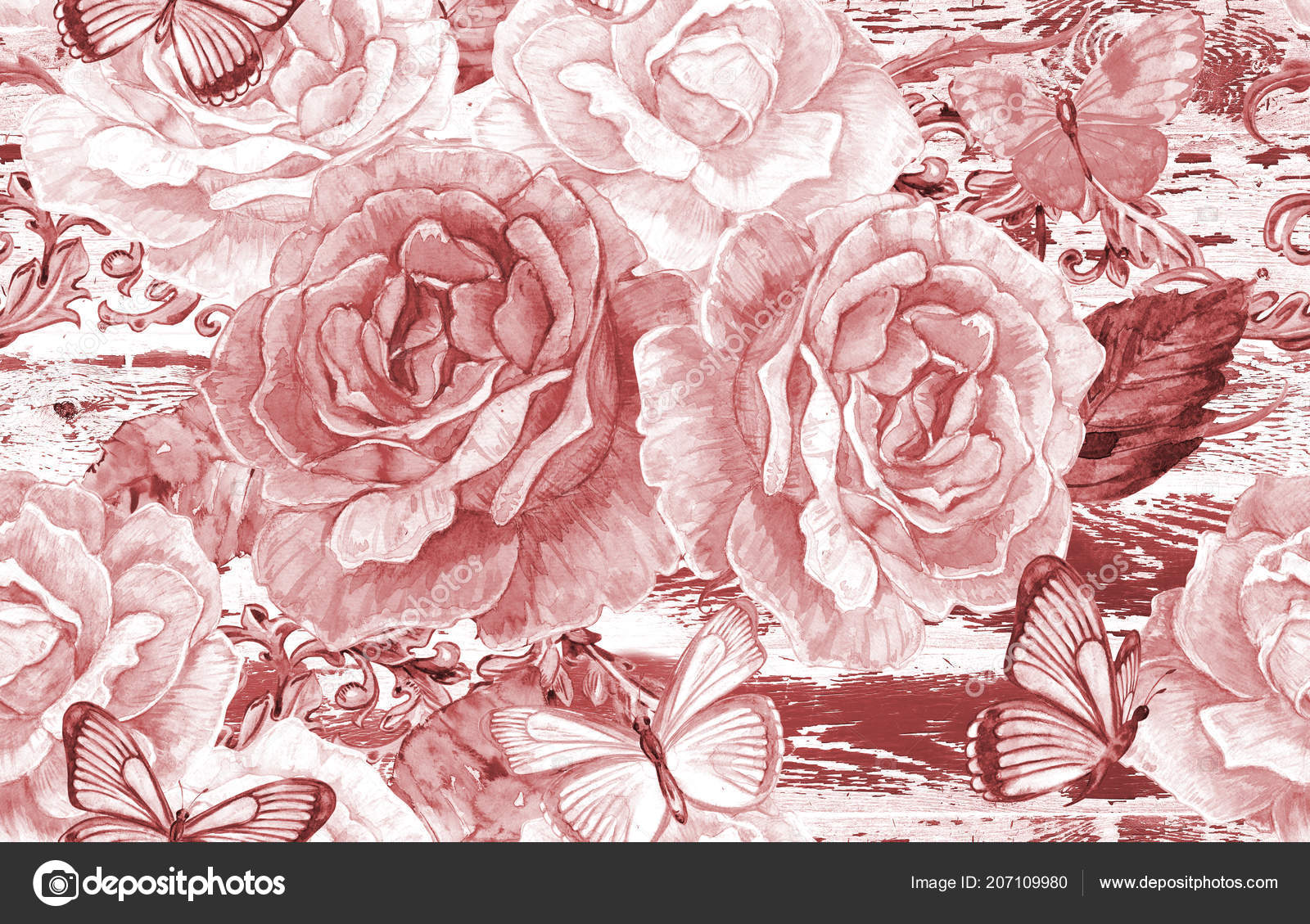 Monochrome Seamless Texture Roses — Stock Photo © Oksana #207109980