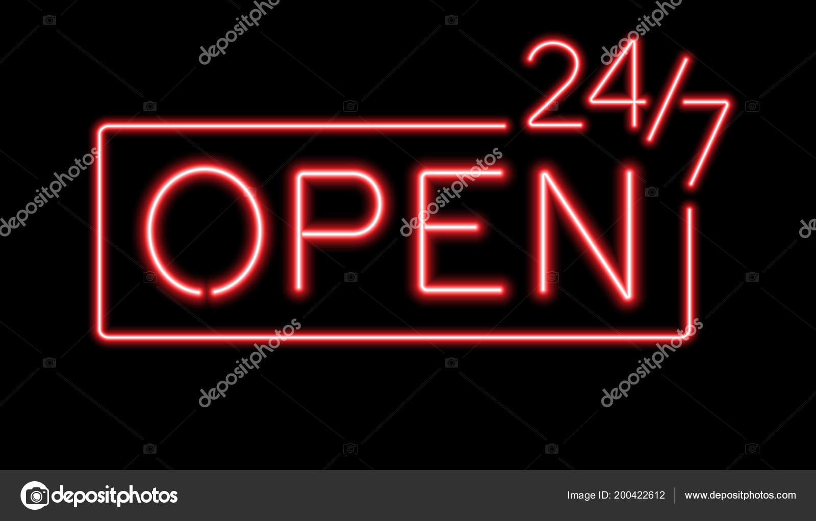 Red Sign Open Hours Neon Lights Night Club Bar Stock Vector Image by ...