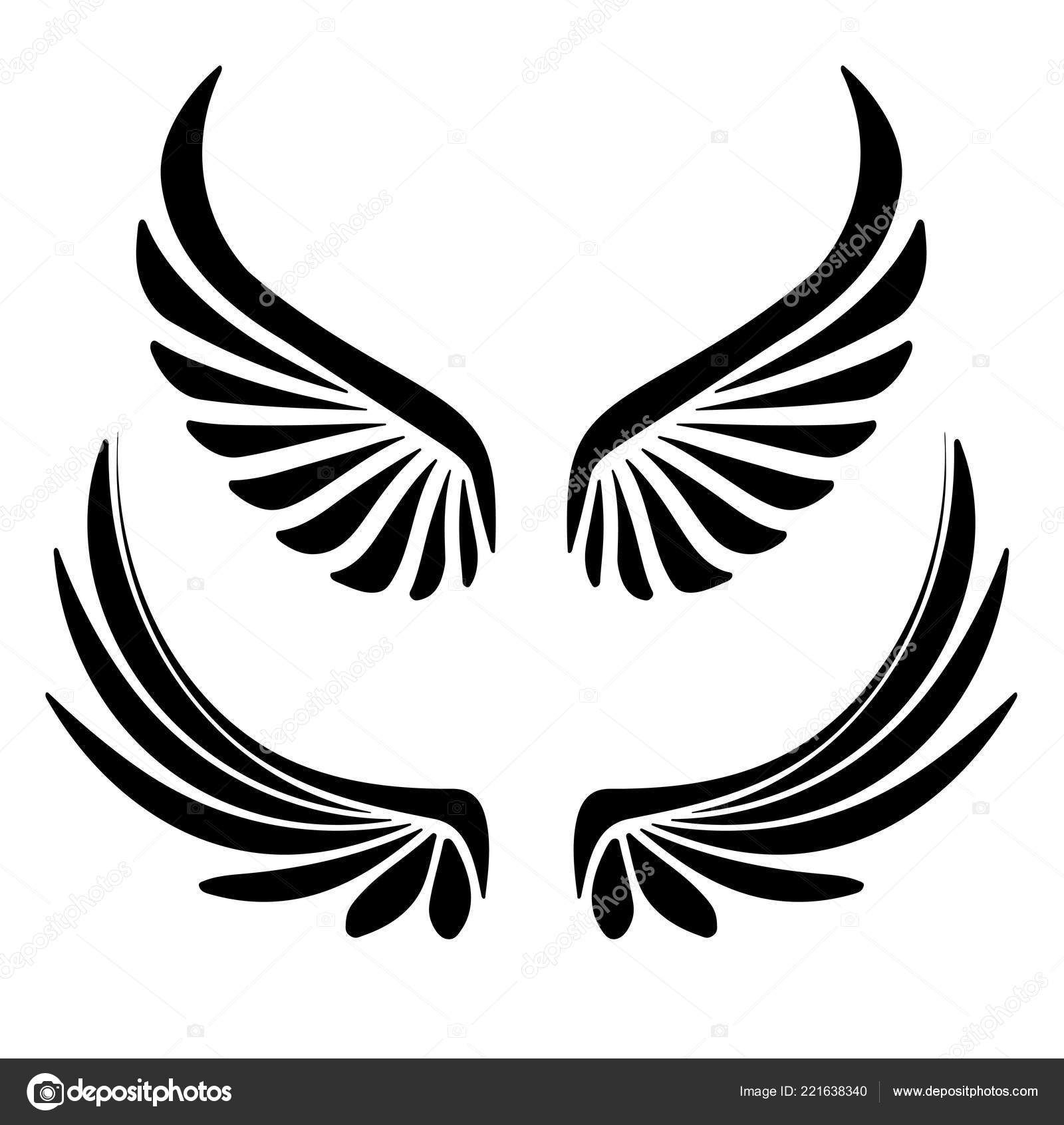 Two Pair Vector Wings White Background Stock Vector Image by ...