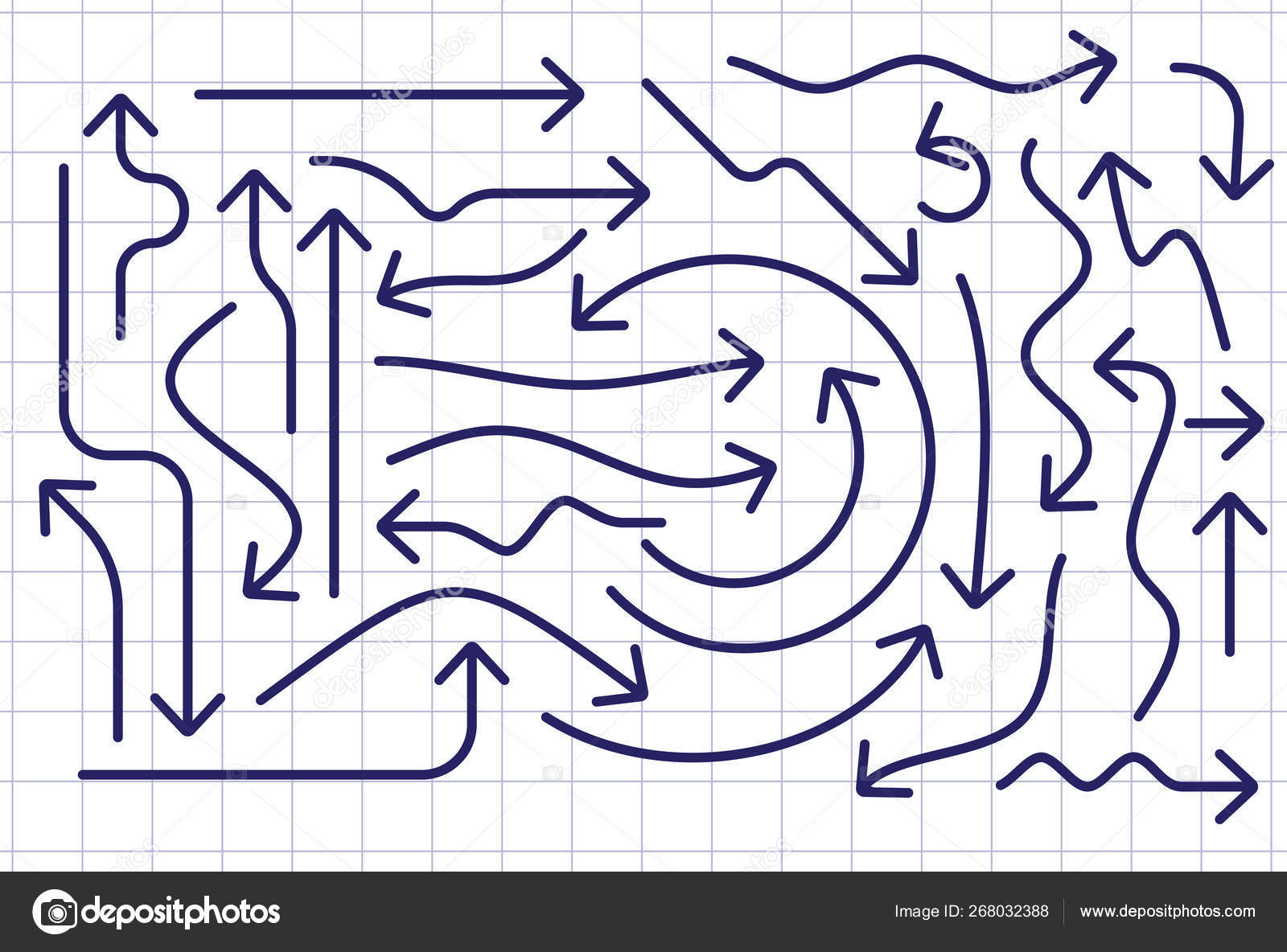 Big Set Hand Drawn Vector Arrows Grid Paper Background Stock Vector by ...