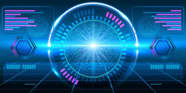 Fantastic HUD display with infographics, electronic circuit, gra Stock ...