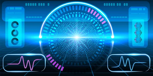 Fantastic HUD display with infographics, electronic circuit, gra Stock ...