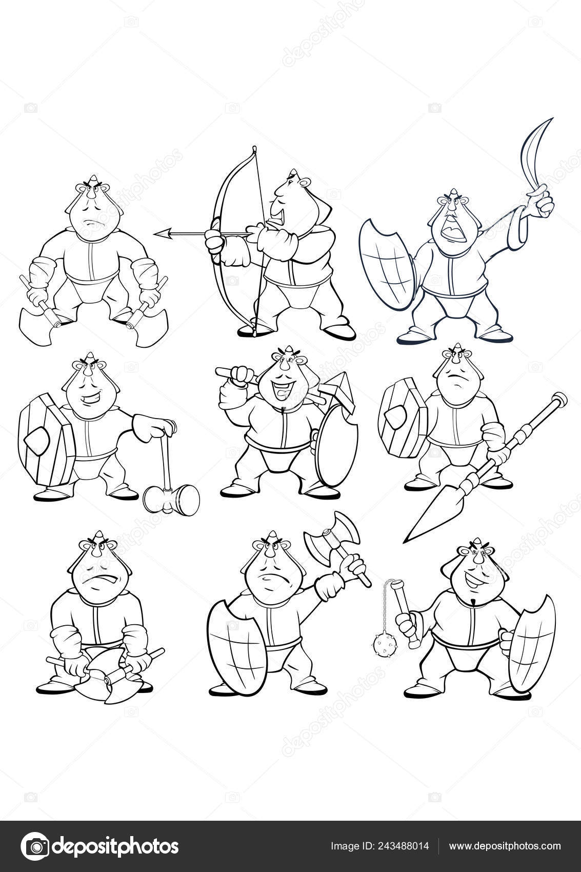 Cute cartoon warrior Stock Vector by ©liusaart 243488014