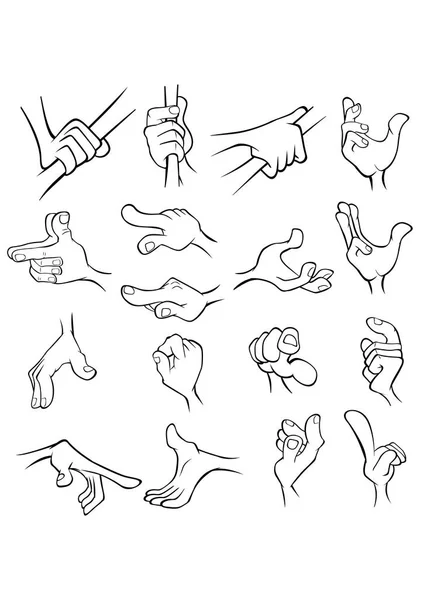 Set Cartoon Hands Different Gestures One Line Drawing Stock Vector by ...