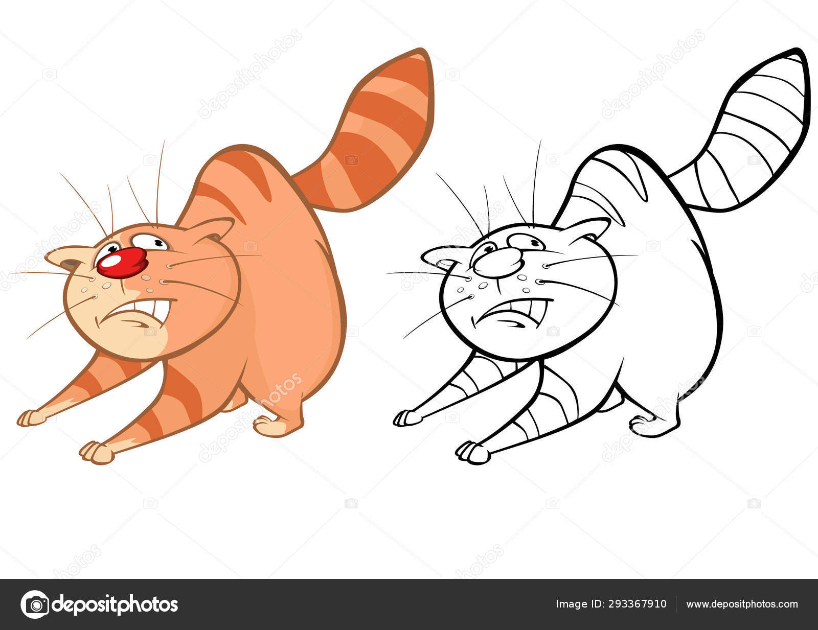 Scared Running Cat Cartoon