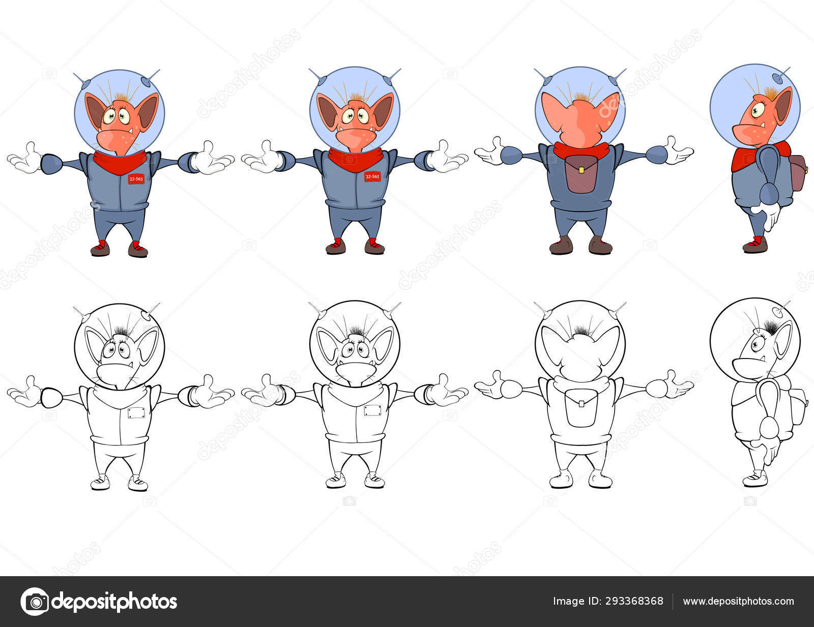 Collection Cartoon Alien Monsters Isolated White Background Stock ...