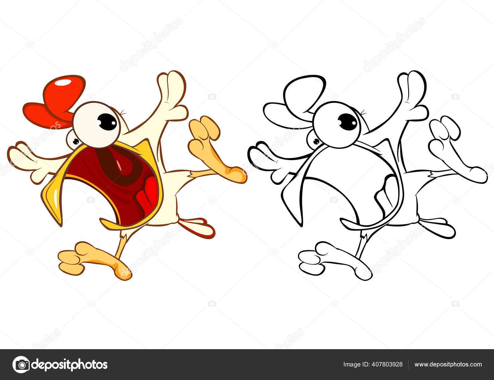 Funny Vector Illustration Chickens Screaming White Background Coloring ...