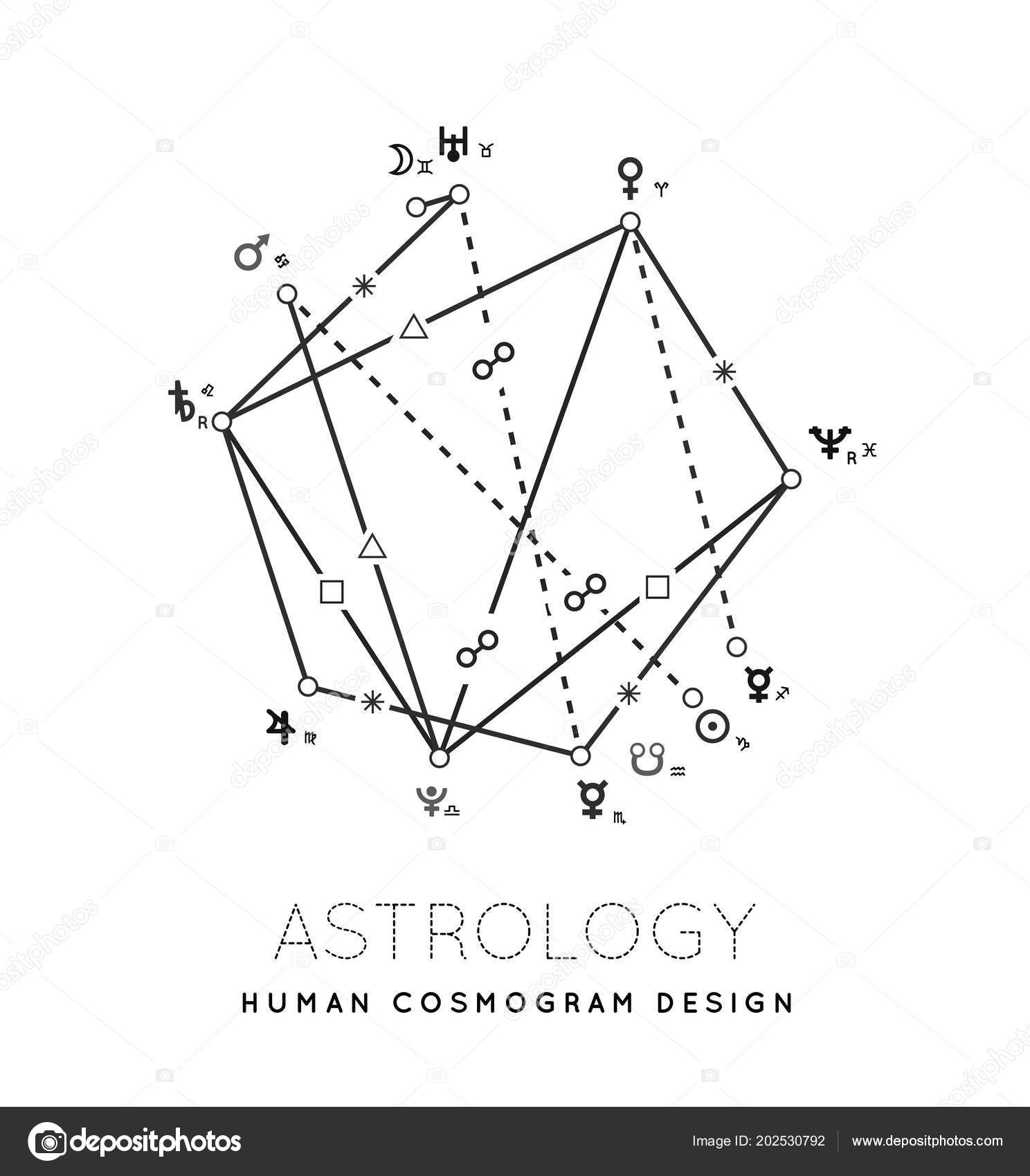 Astrology Vector Background Example Cosmogram Planets Houses Aspects ...