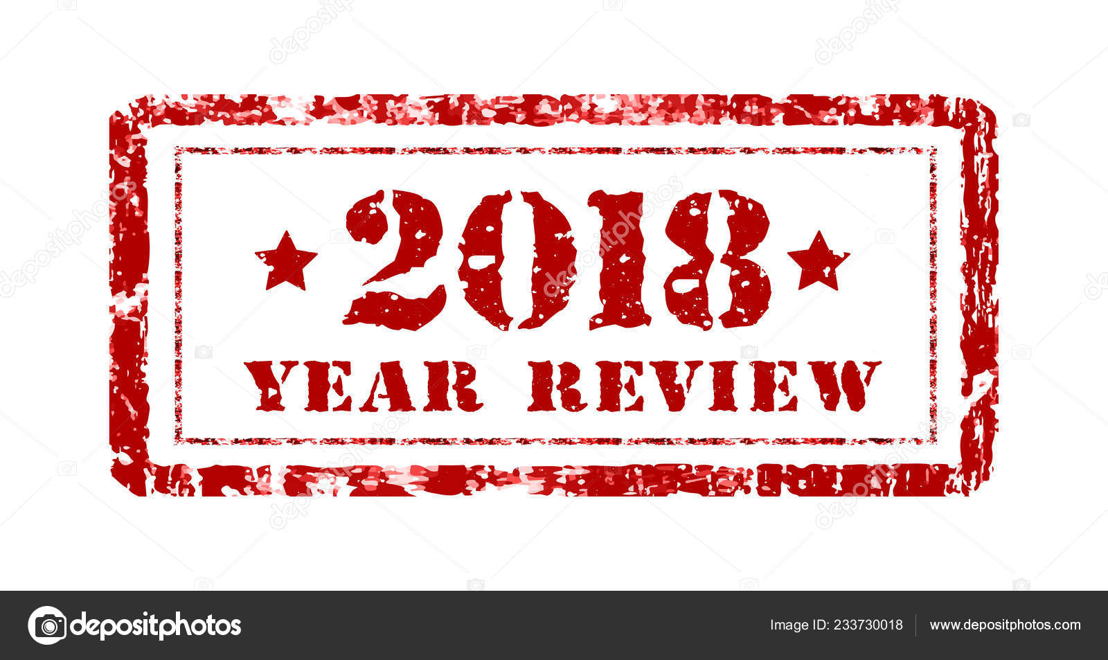 Revisión del año 2018, sello en un blanco. Ilustración vectorial. Se puede colocar en modo ...