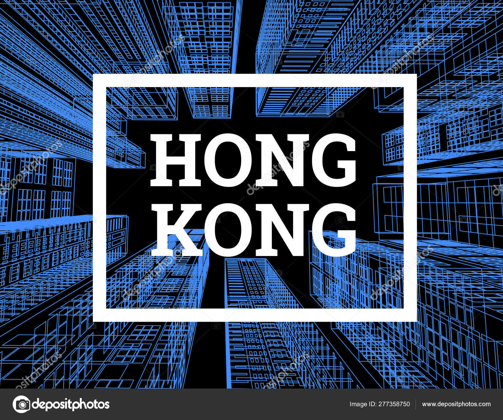 Hong Kong is a city of skyscrapers. Vector illustration in the drawing ...