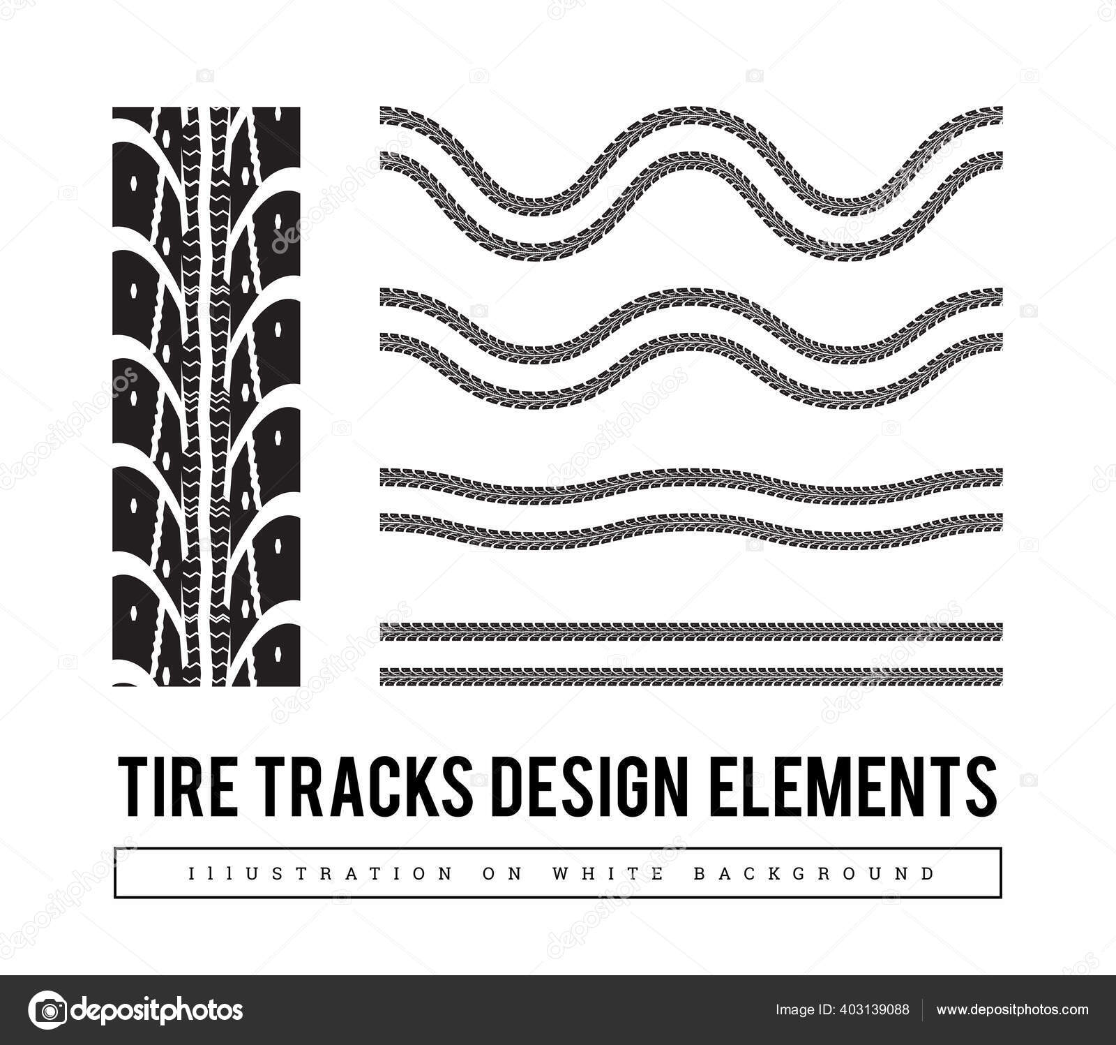 Tire Tracks Vector Set Design Elements Different Waving Forms Vector ...