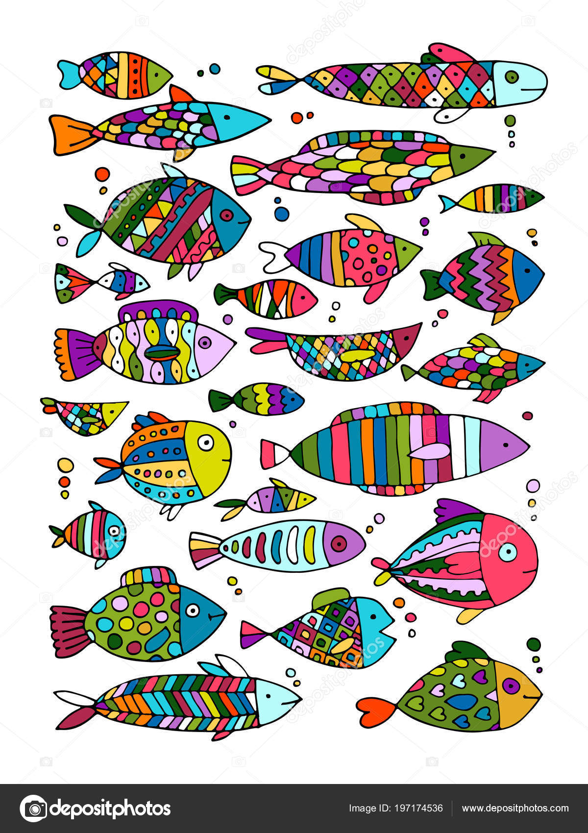 Art fish collection, sketch for your design Stock Vector Image by ...