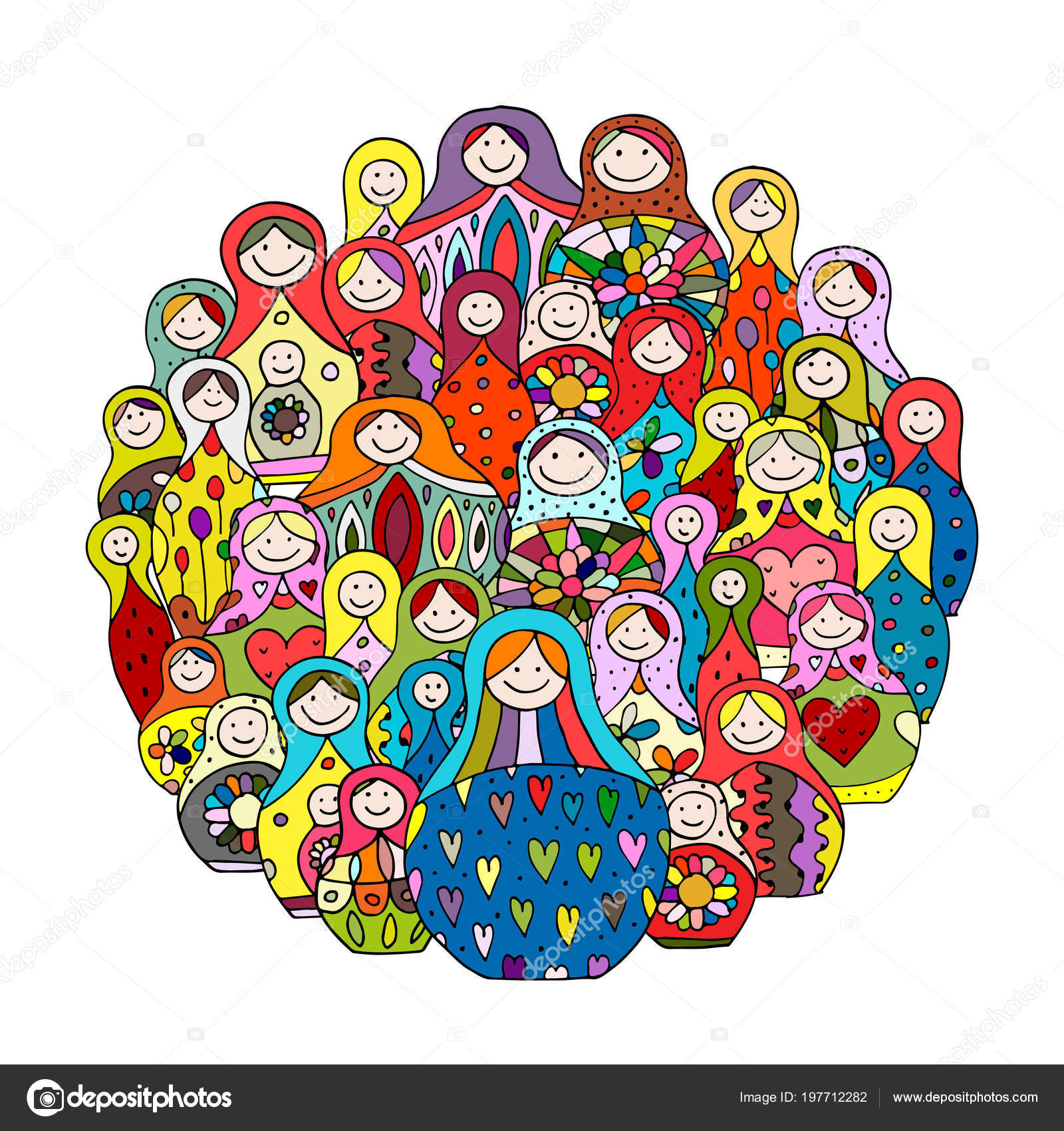 Collection of russian nesting dolls, Matryoshka for your design Stock ...