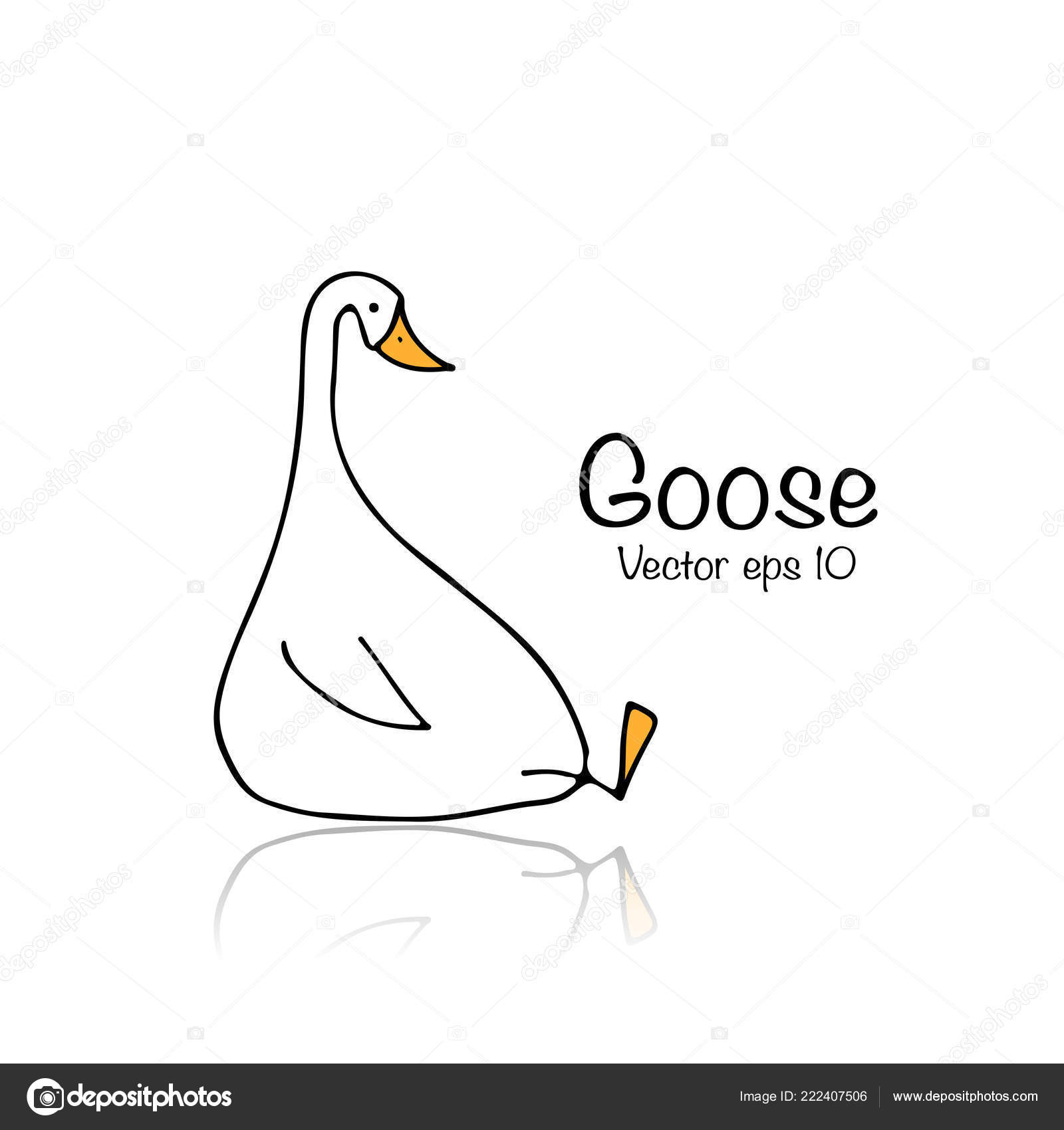 Funny Goose Sketch Your Design Vector Illustration Stock Vector Image ...