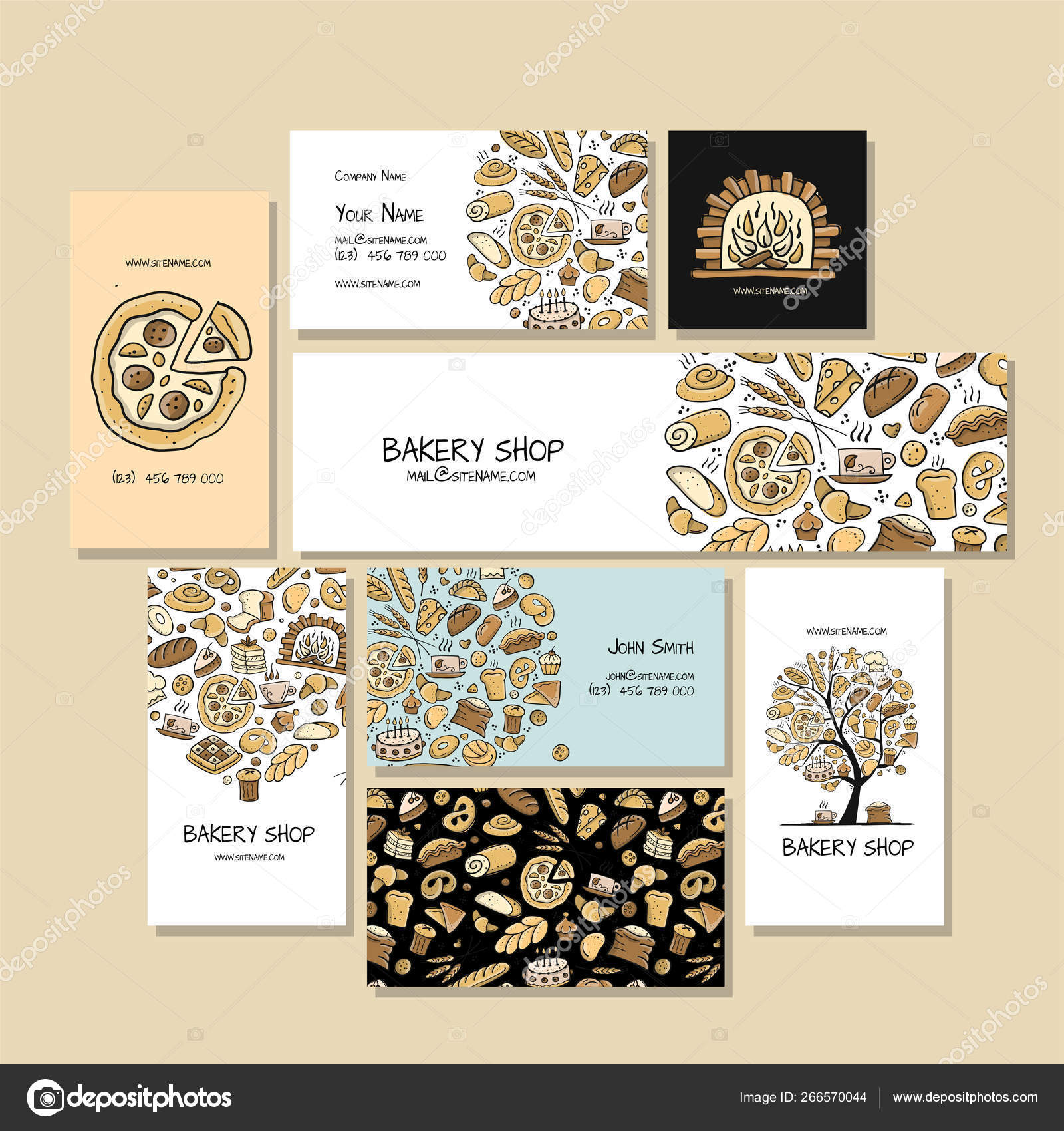 Business cards, design idea for bakery company Stock Vector by ...